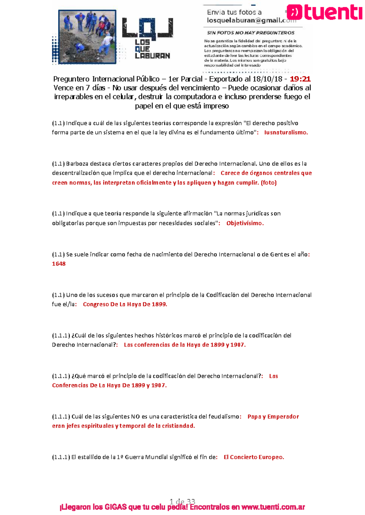 Primer Parcial D. I. P. - Warning: TT: undefined function: 32 Preguntero Internacional Público ...