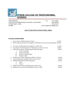 Introduction to computer packages - Chapter One Introduction to ...