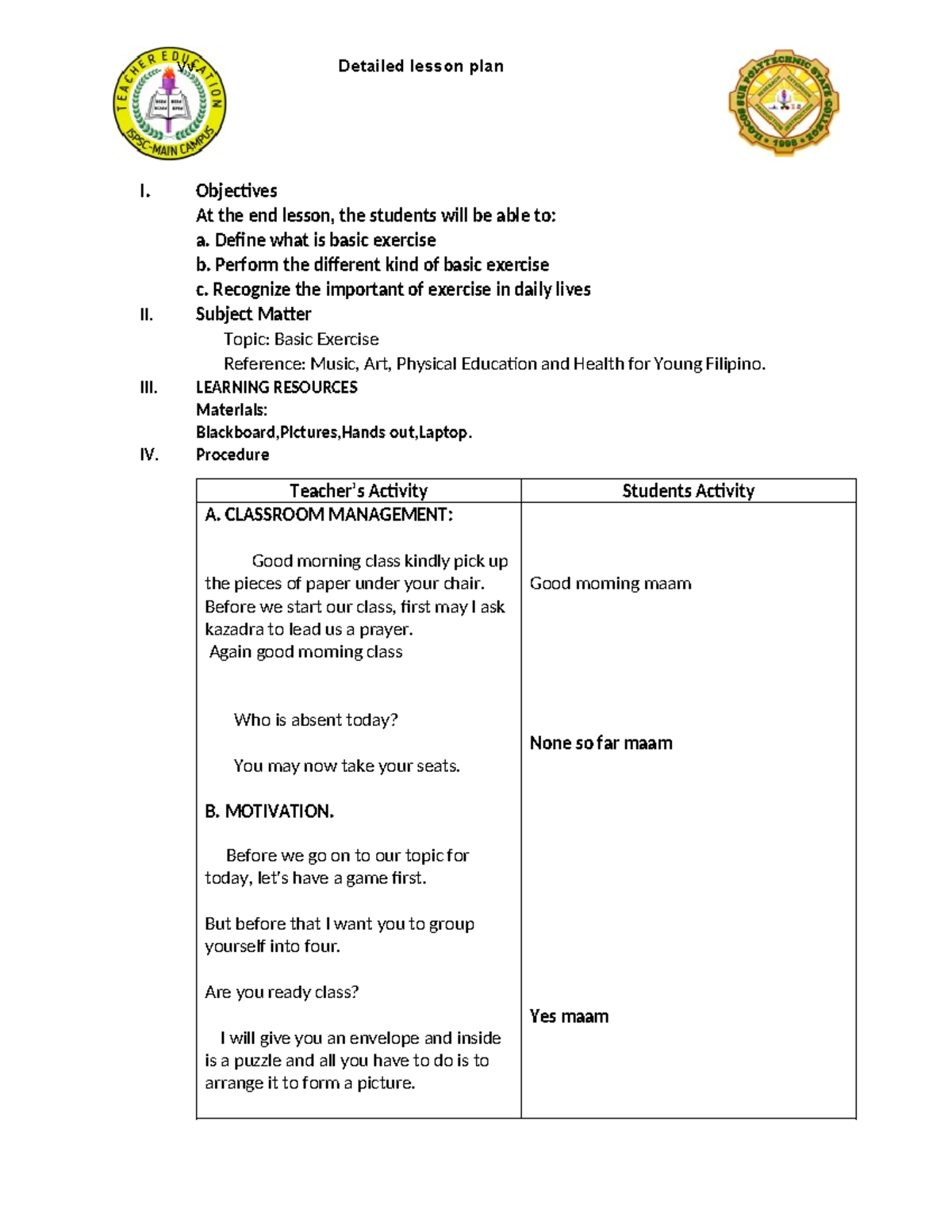 Inbound 4785217870926501429 - I. Objectives At the end lesson, the ...