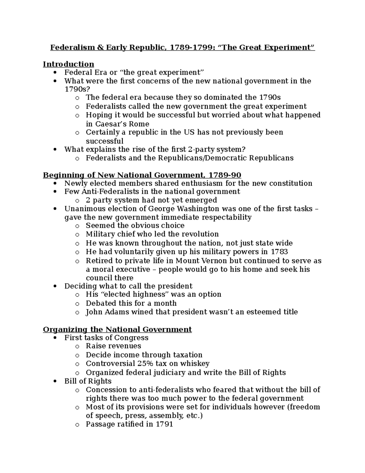 Federalism and Early Republic - Federalism & Early Republic, 1789-1799 ...