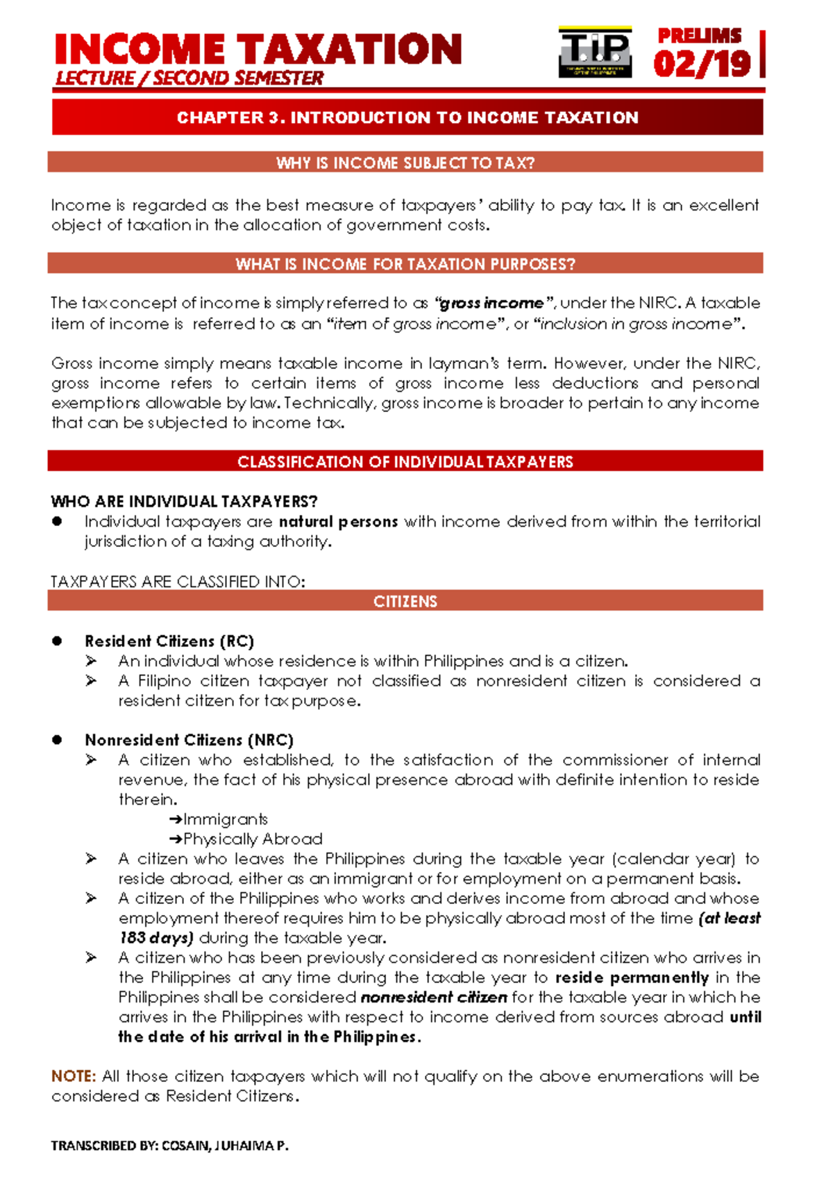 Chapter-3.Introduction-to-Income-Taxation - WHY IS INCOME SUBJECT TO ...
