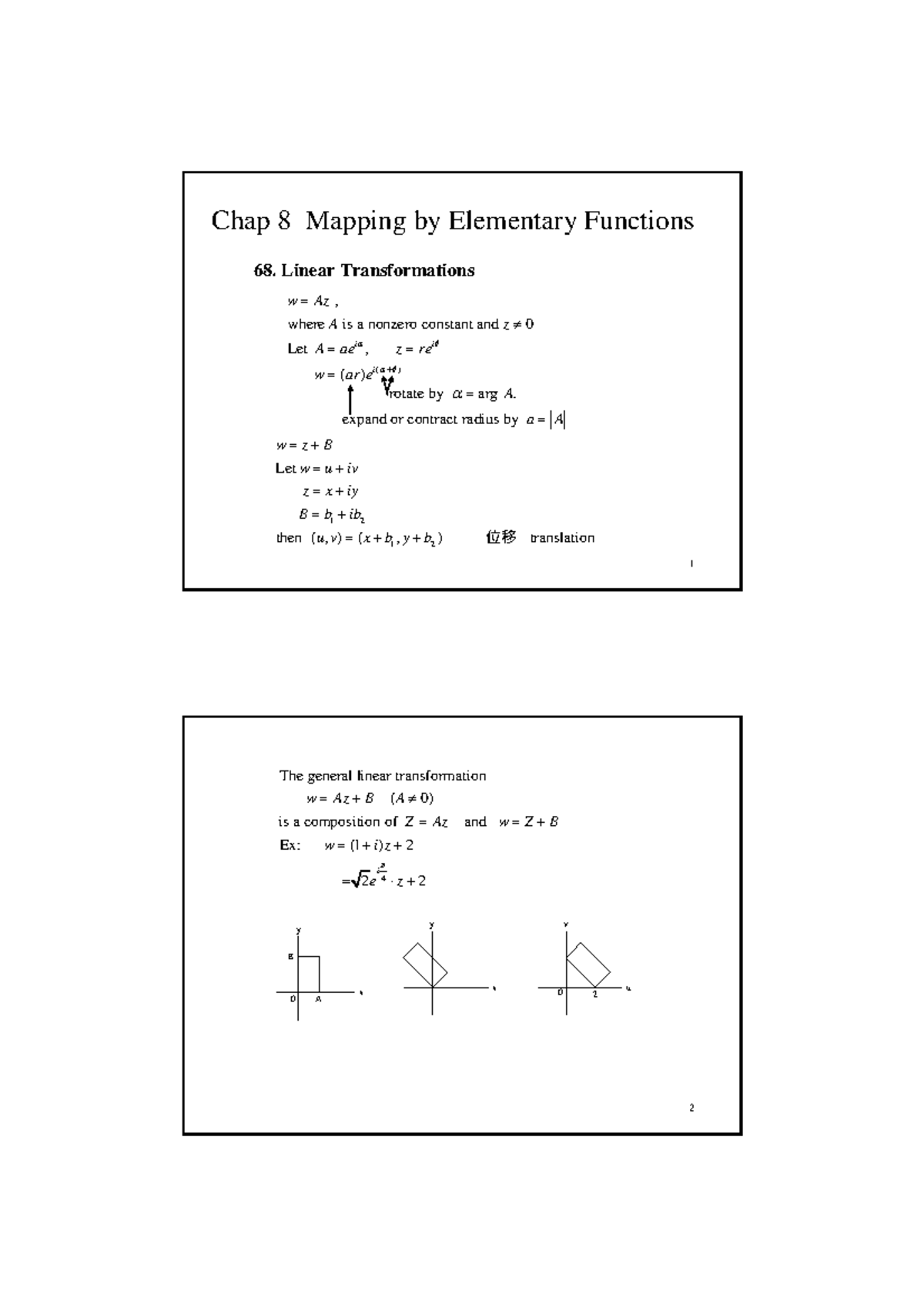 Mapping By Elementary Functions 1 - 1 Chap 8 Mapping by Elementary Functions 68. Linear - Studocu