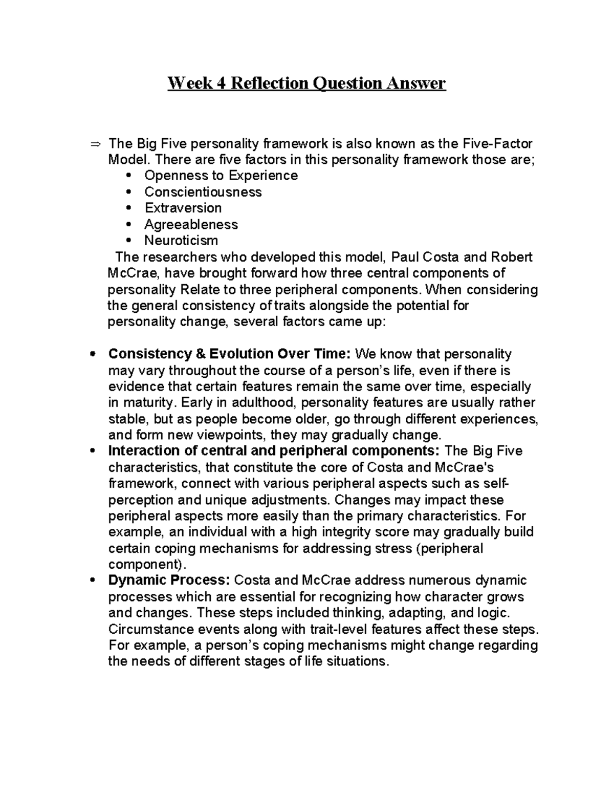 Week 4 Reflection Question Answer - Week 4 Reflection Question Answer ...