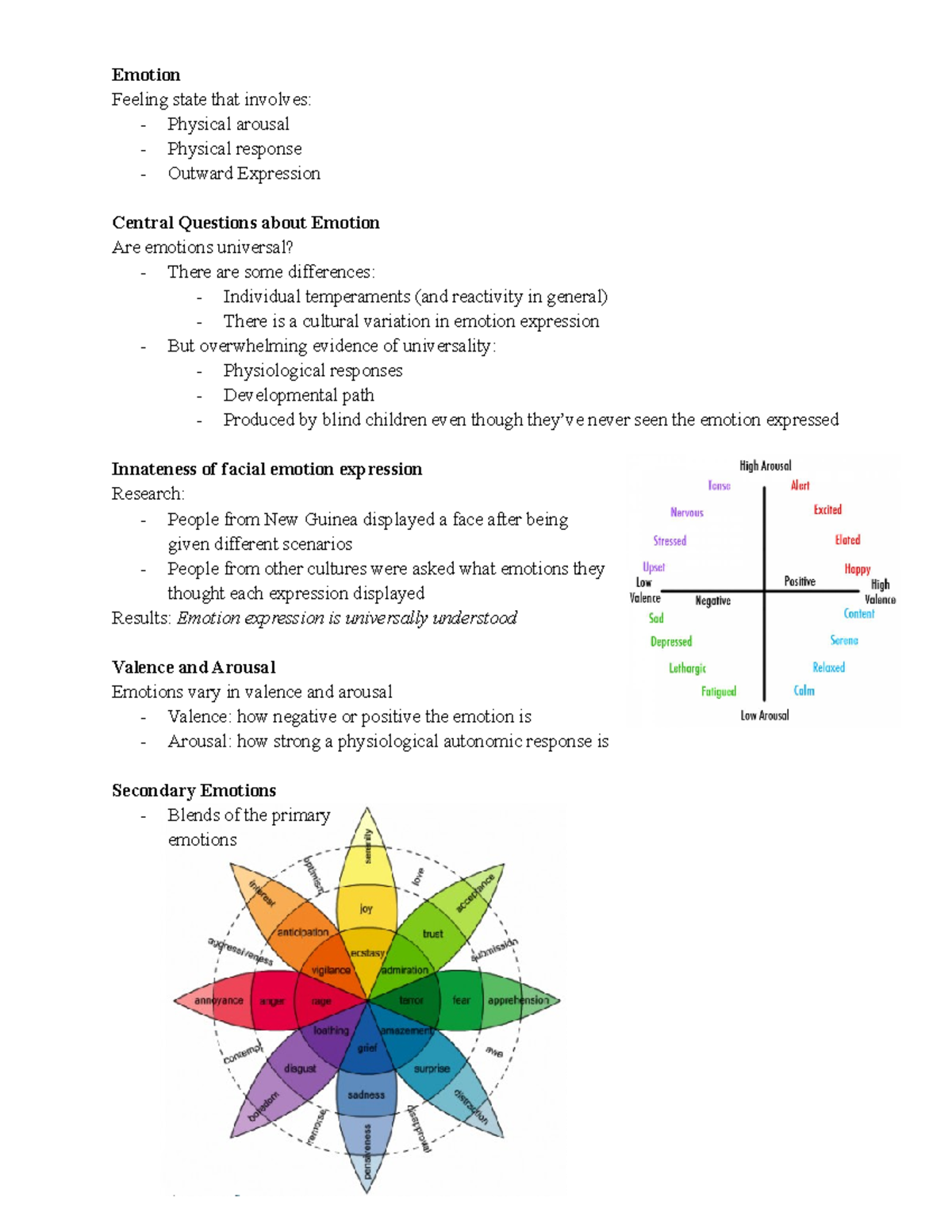 Psychology - Emotions - Emotion Feeling state that involves: - Physical ...