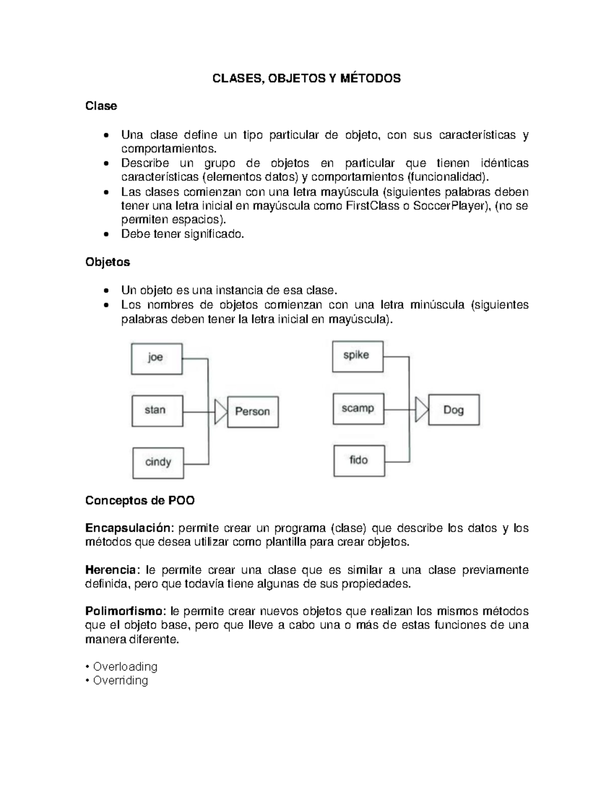 Clases, objetos y métodos Java - CLASES, OBJETOS Y Clase Una clase ...