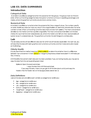 Lab 4 Manual in class - LAB 04: CORRELATION AND REGRESSION Introduction Correlation Correlation ...
