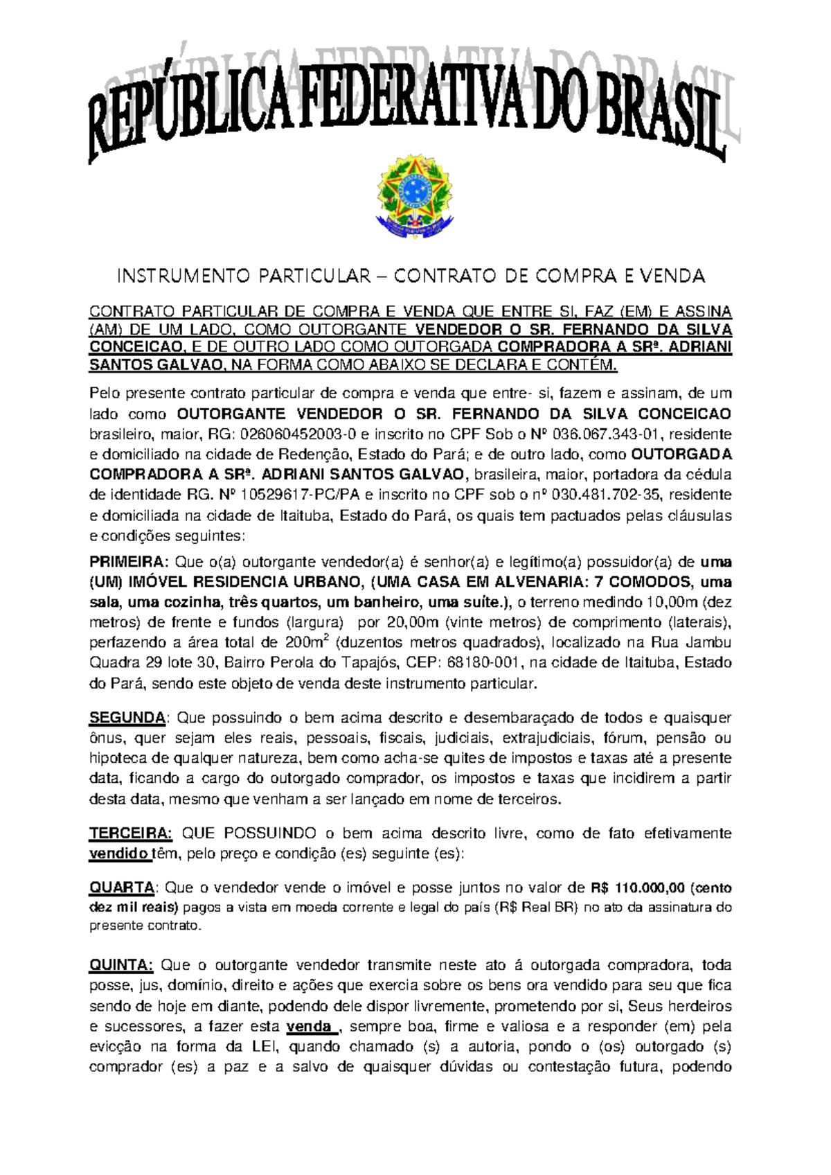 Atualizado contrato - DSDSDSDSD - l INSTRUMENTO PARTICULAR – CONTRATO ...