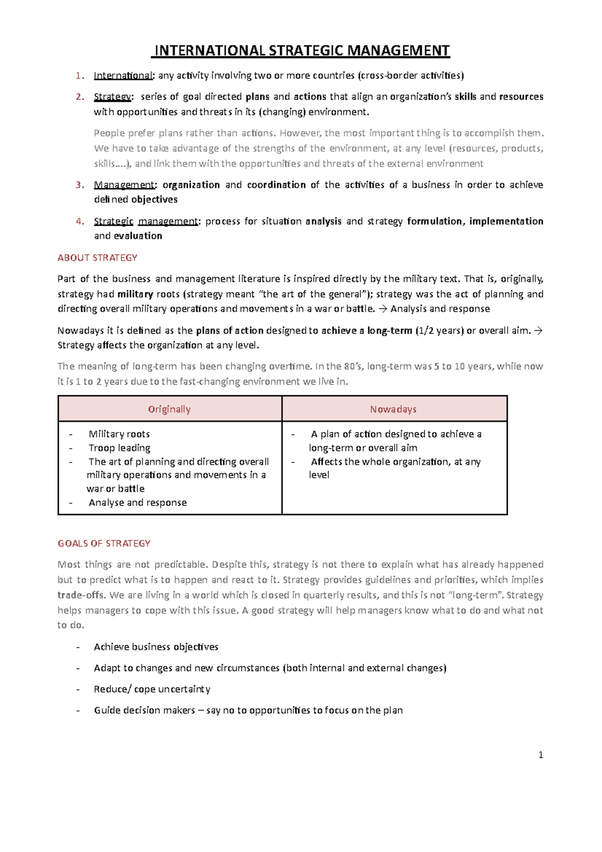 International strategic management - Part 1 - INTERNATIONAL STRATEGIC ...