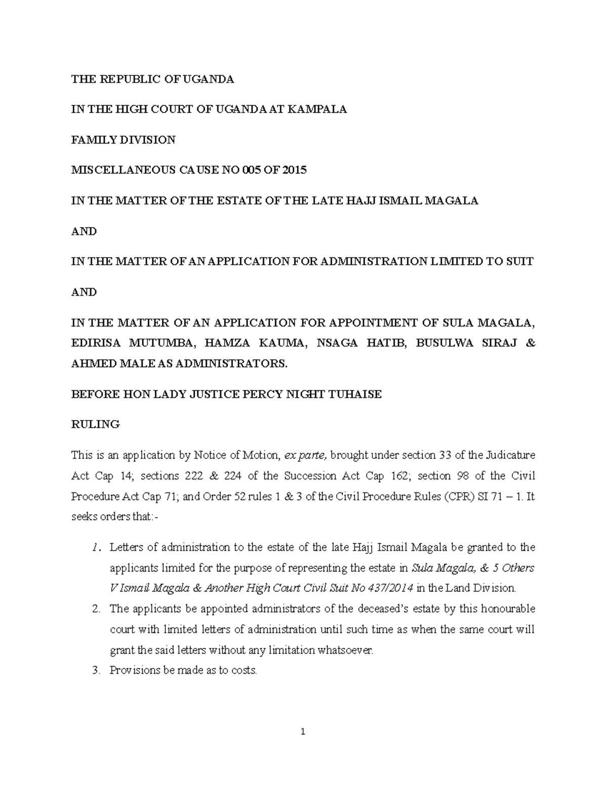 2015-ughcfd-30 0 - Case - THE REPUBLIC OF UGANDA IN THE HIGH COURT OF ...