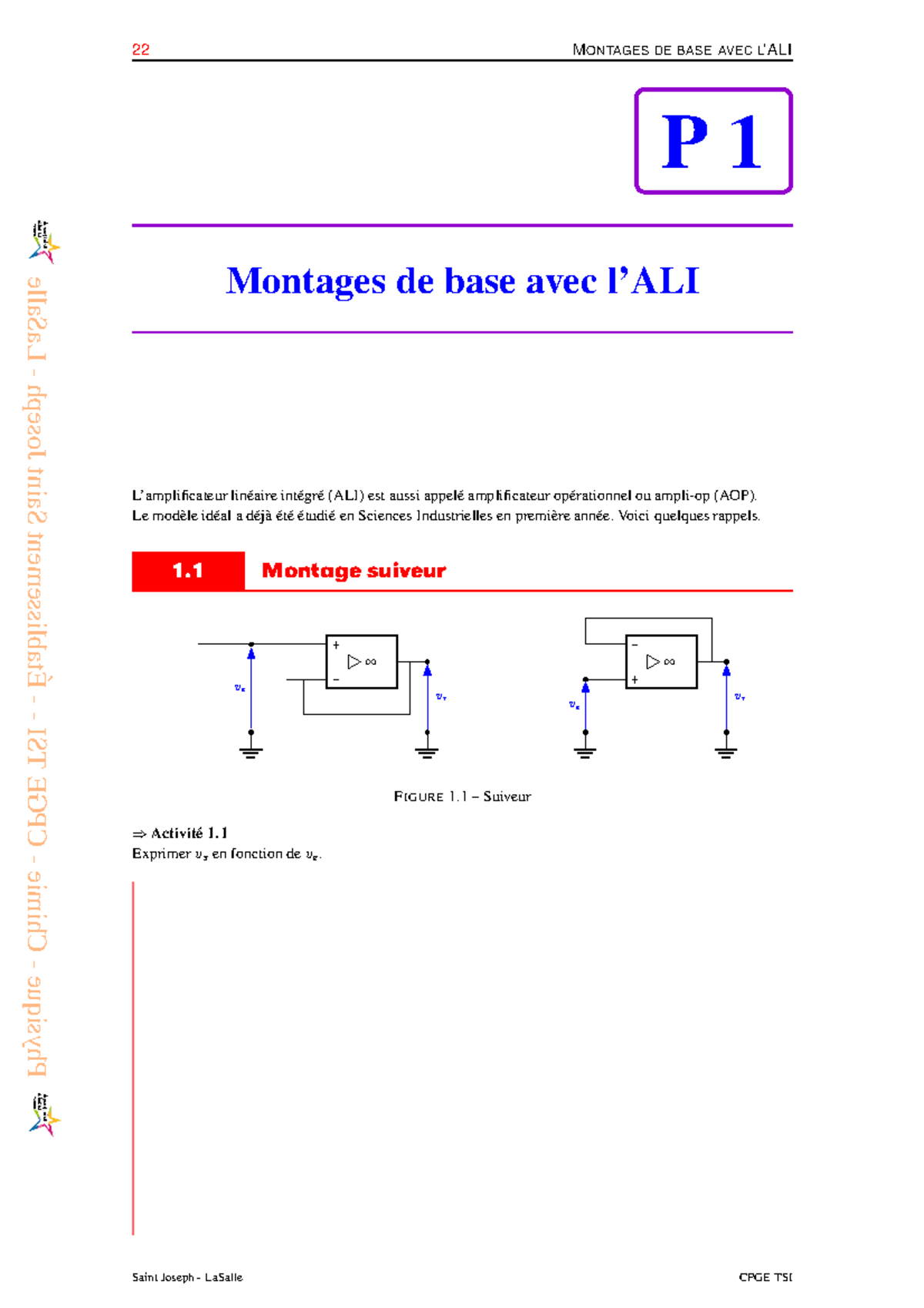 Montages de base avec l ali - Physique - Chimie - CPGE TSI ...