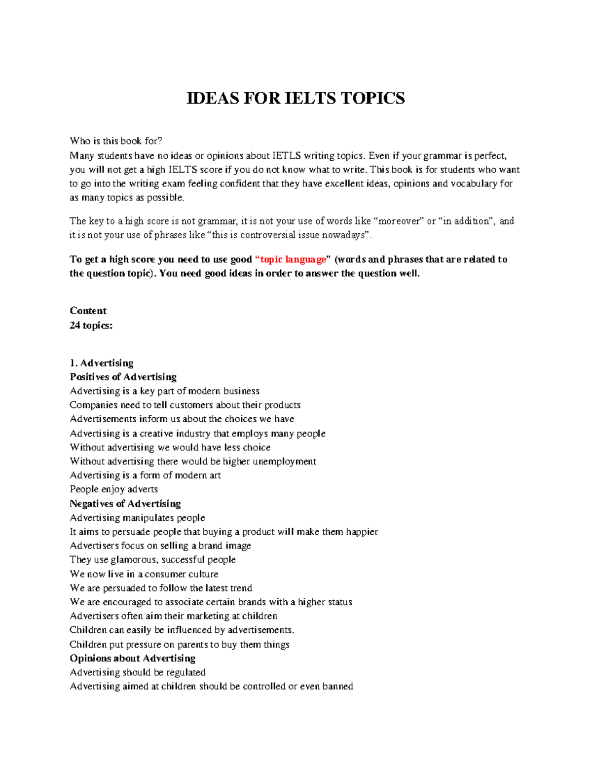 6. Ideas FOR Ielts Topics Final - – IDEAS FOR IELTS TOPICS Who is this ...