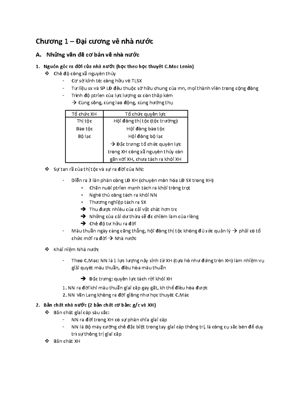 Chương 1 - Vở ghi - Ch ng 1 – Đ i c ng vềề nhà n cươạươướ A. Nh ng vấấn đềề c b n vềề nhà n ...