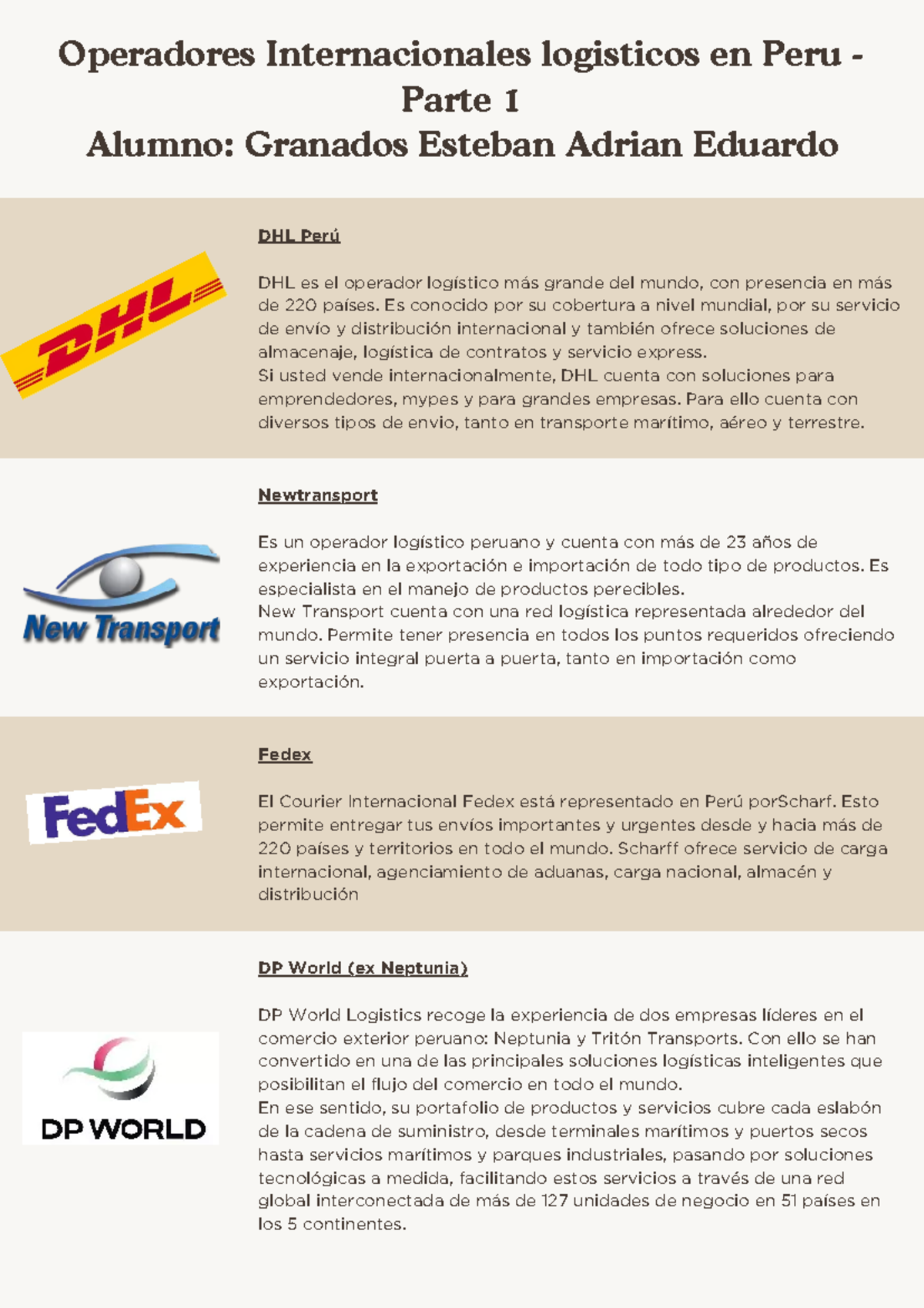 Tarea-SEM14-Business - DHL Perú DHL es el operador logístico más grande ...
