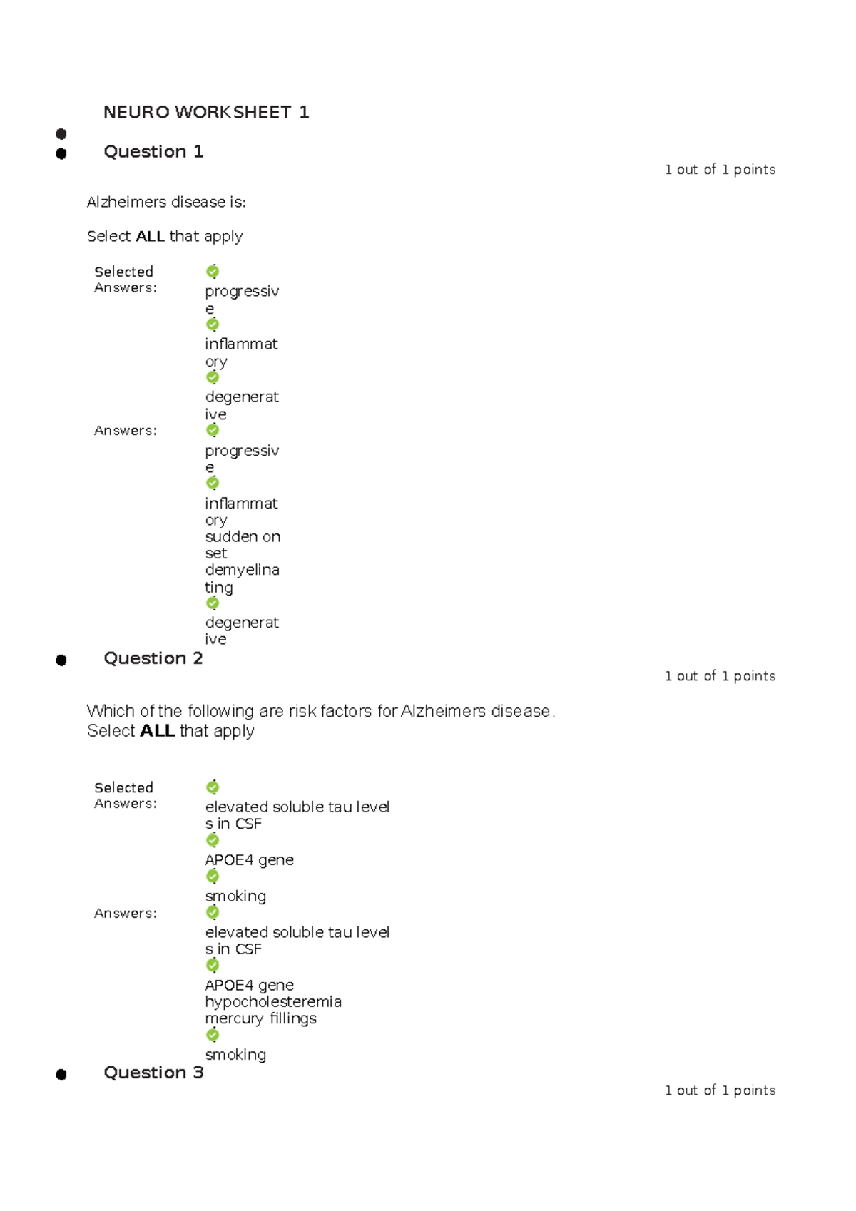 Neuro Worksheets 2017 Spring - NEURO WORKSHEET 1 Question 1 1 out of 1 ...