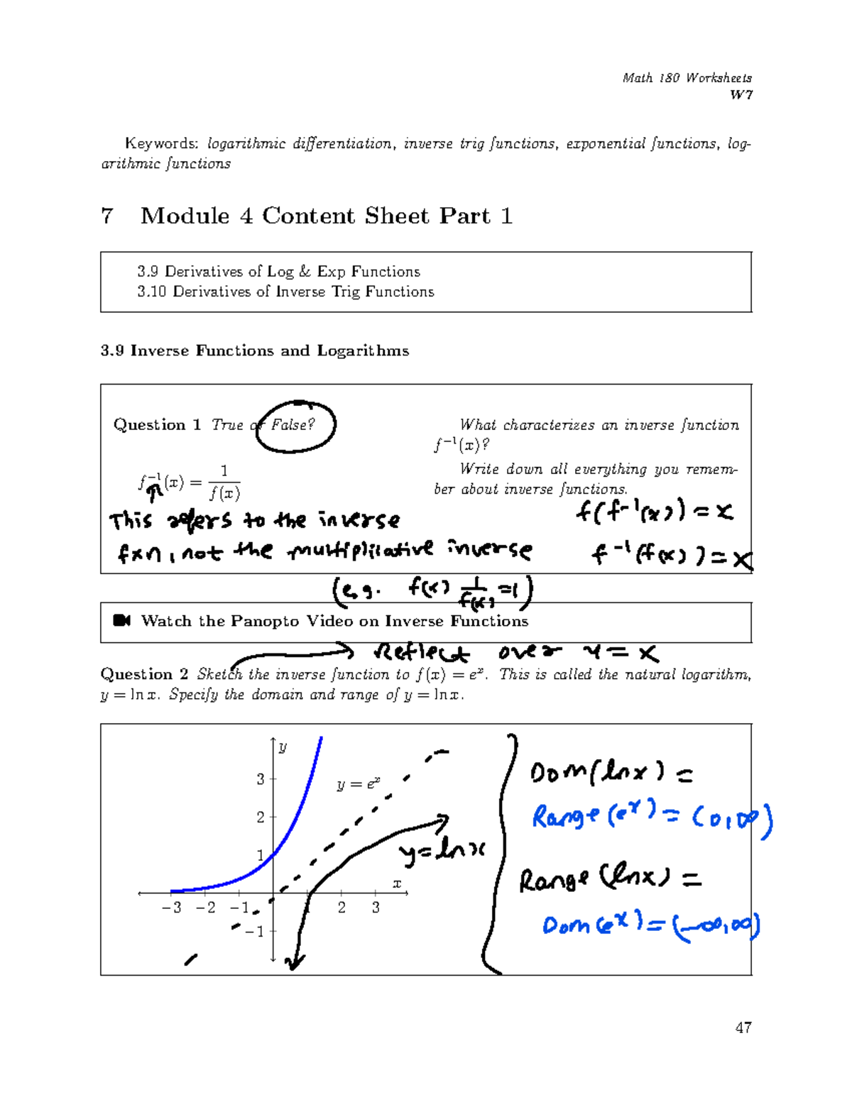 Module 4 Part I - Gradescope assignments - W Keywords:logarithmic ...
