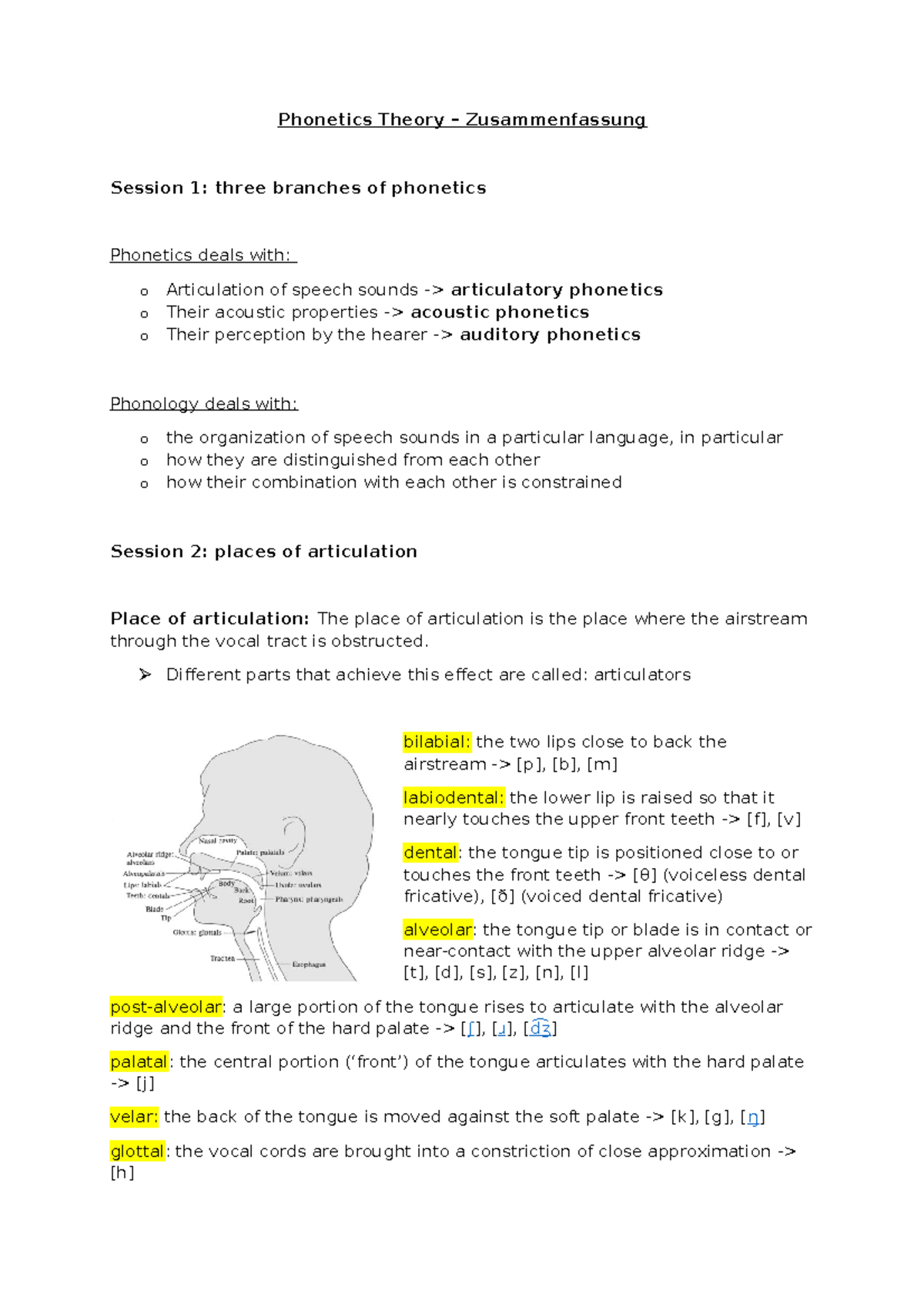 Phonetics Theory Zusammenfassung - Phonetics Theory – Zusammenfassung ...