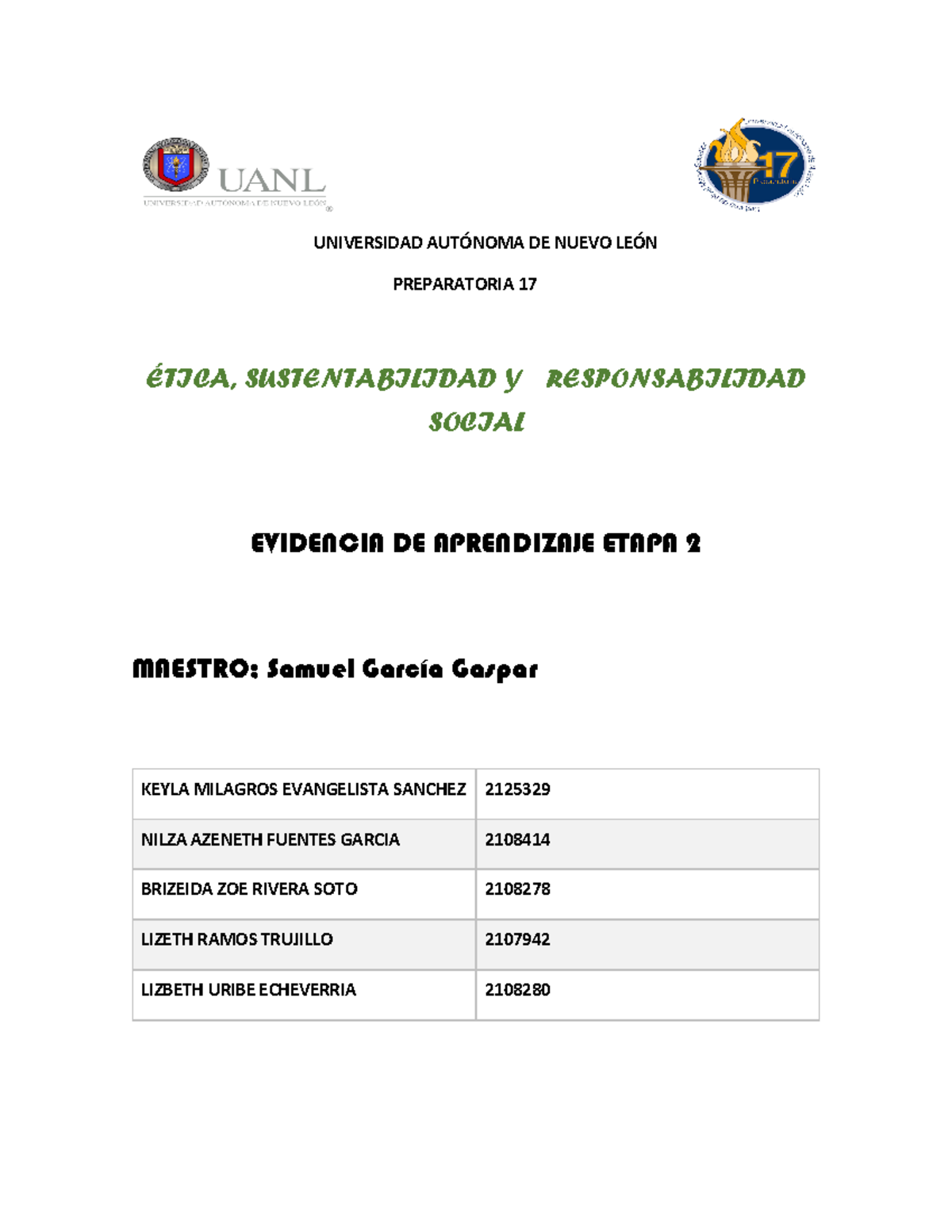 EV EYSR Etapa 2 Equipo 3 - UNIVERSIDAD AUTÓNOMA DE NUEVO LEÓN ...
