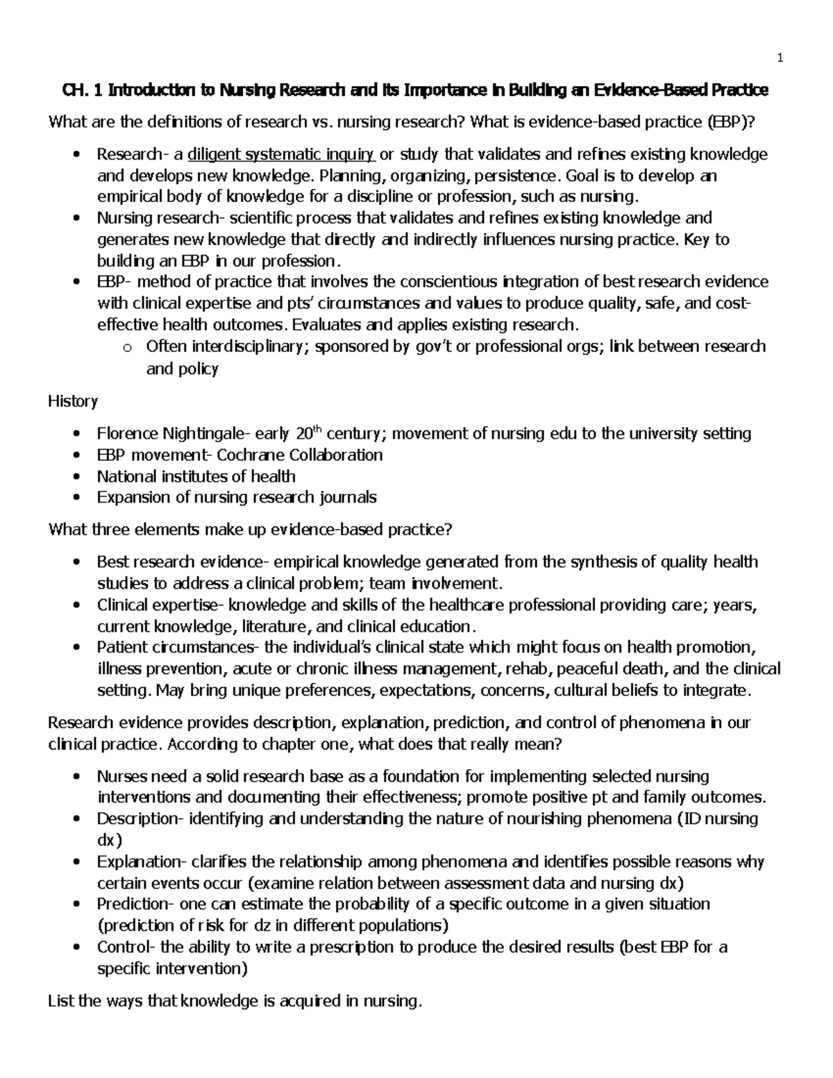 N3321 Readings for Knowledge check #1 - 1 CH. 1 Introduction to Nursing ...
