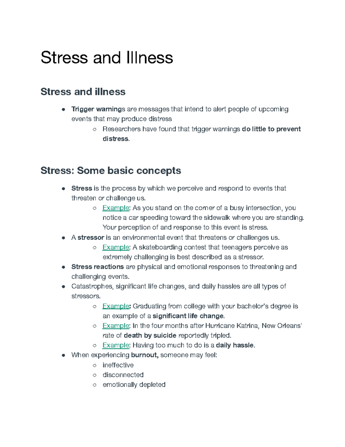 Stress and Illness - Professor Frederick - Stress and Illness Stress ...