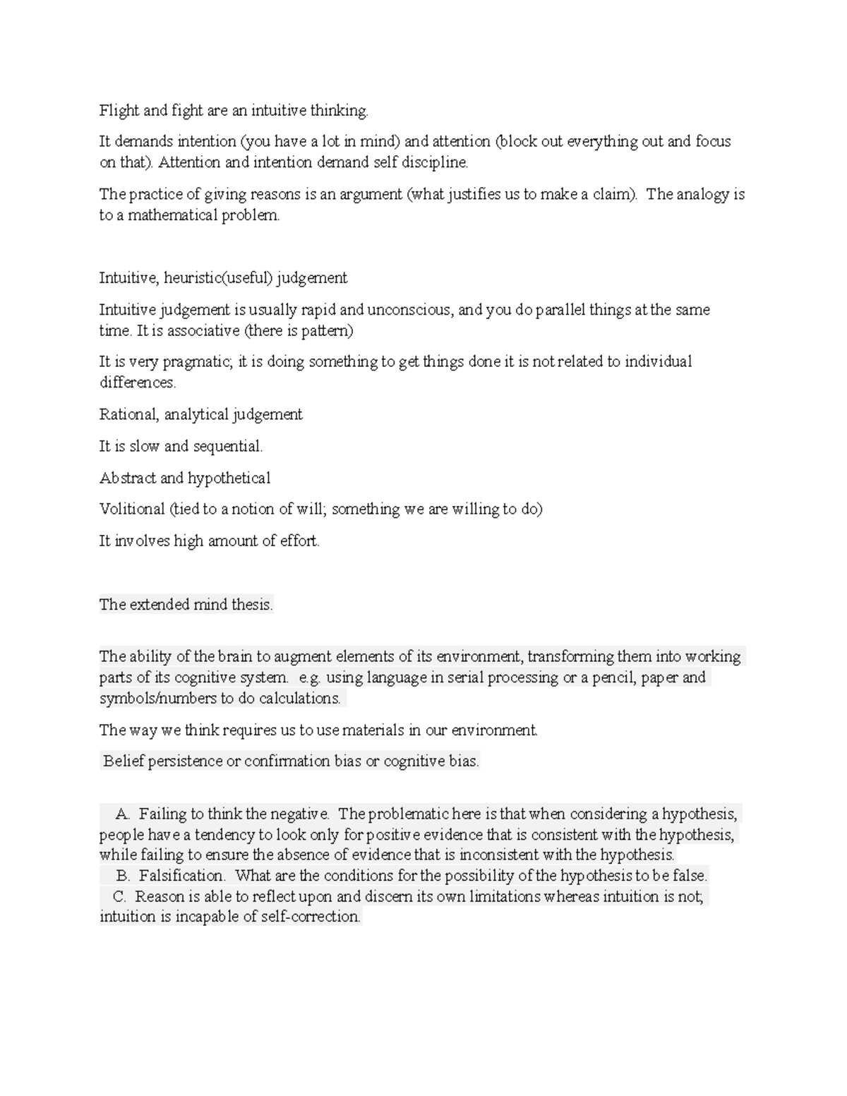 Intuitive vs. Rational Judgement - Flight and fight are an intuitive ...