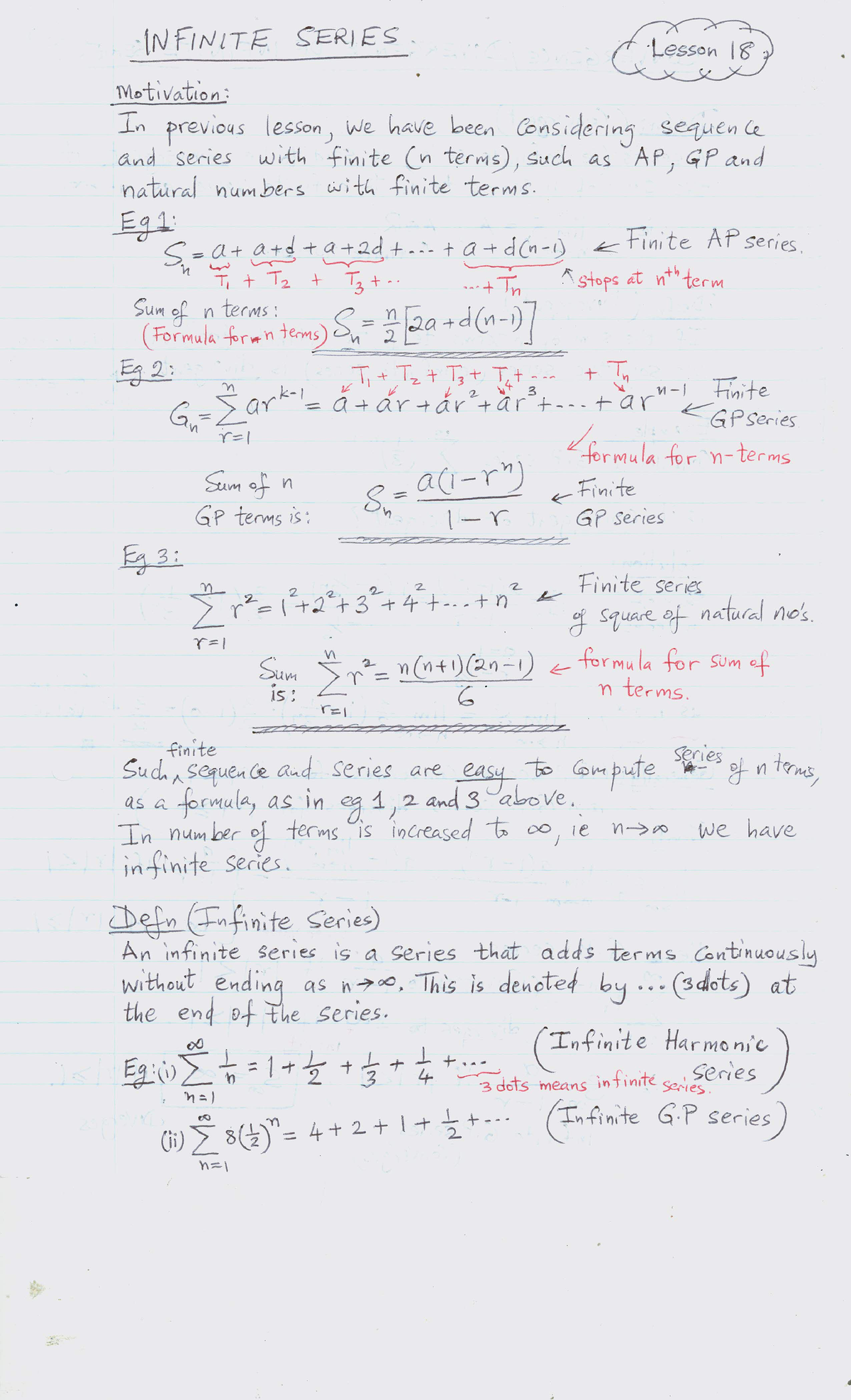180001 - From lecture Dr Yane - INFINITE SERIES Lesson 18 Motivation ...