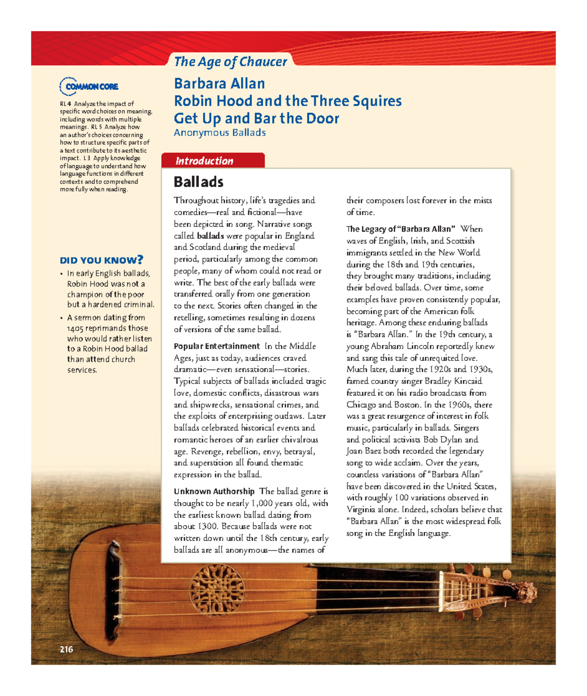 Ballads 2 - Notes about ballad - Introduction Throughout history, life ...