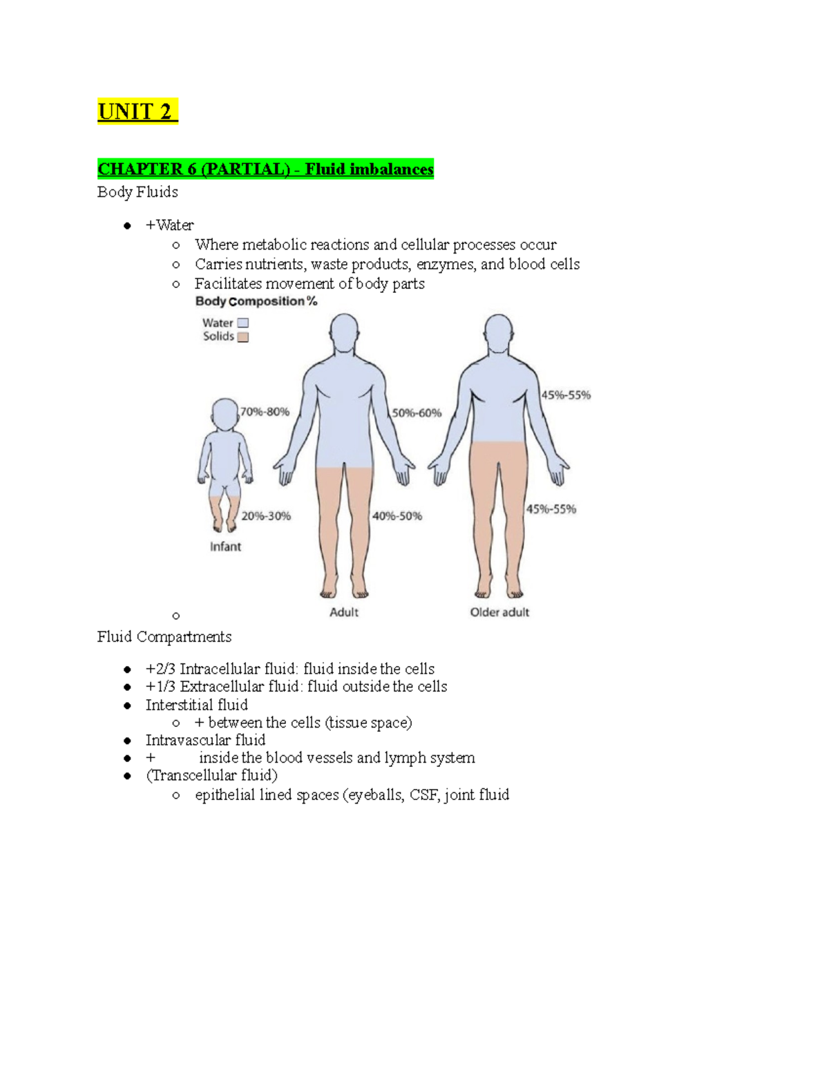 Patho test 2 notes (Chp. 6,7,8 - UNIT 2 CHAPTER 6 (PARTIAL) - Fluid ...