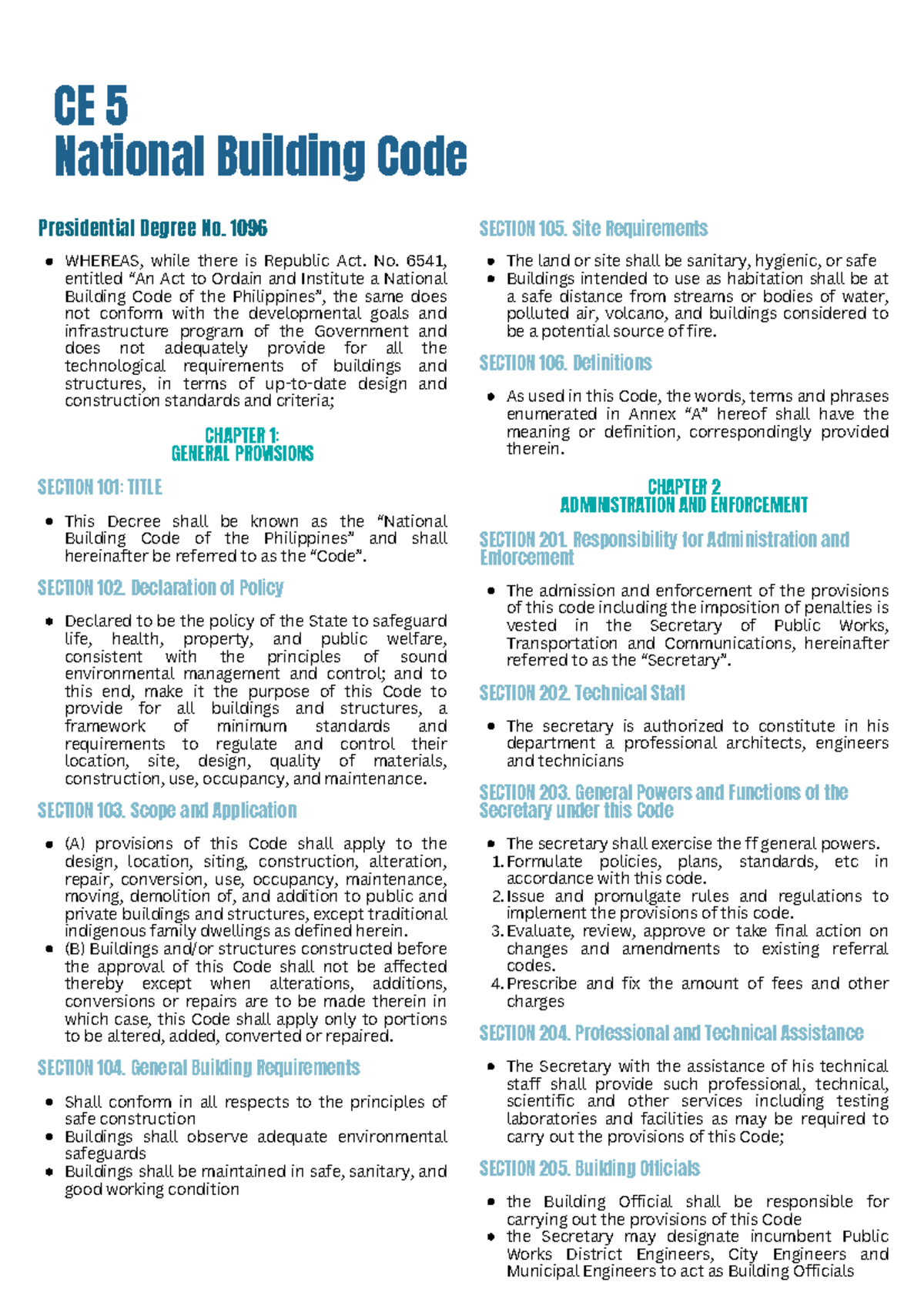 CE 5 National Building Code - CE 5 National Building Code Presidential ...