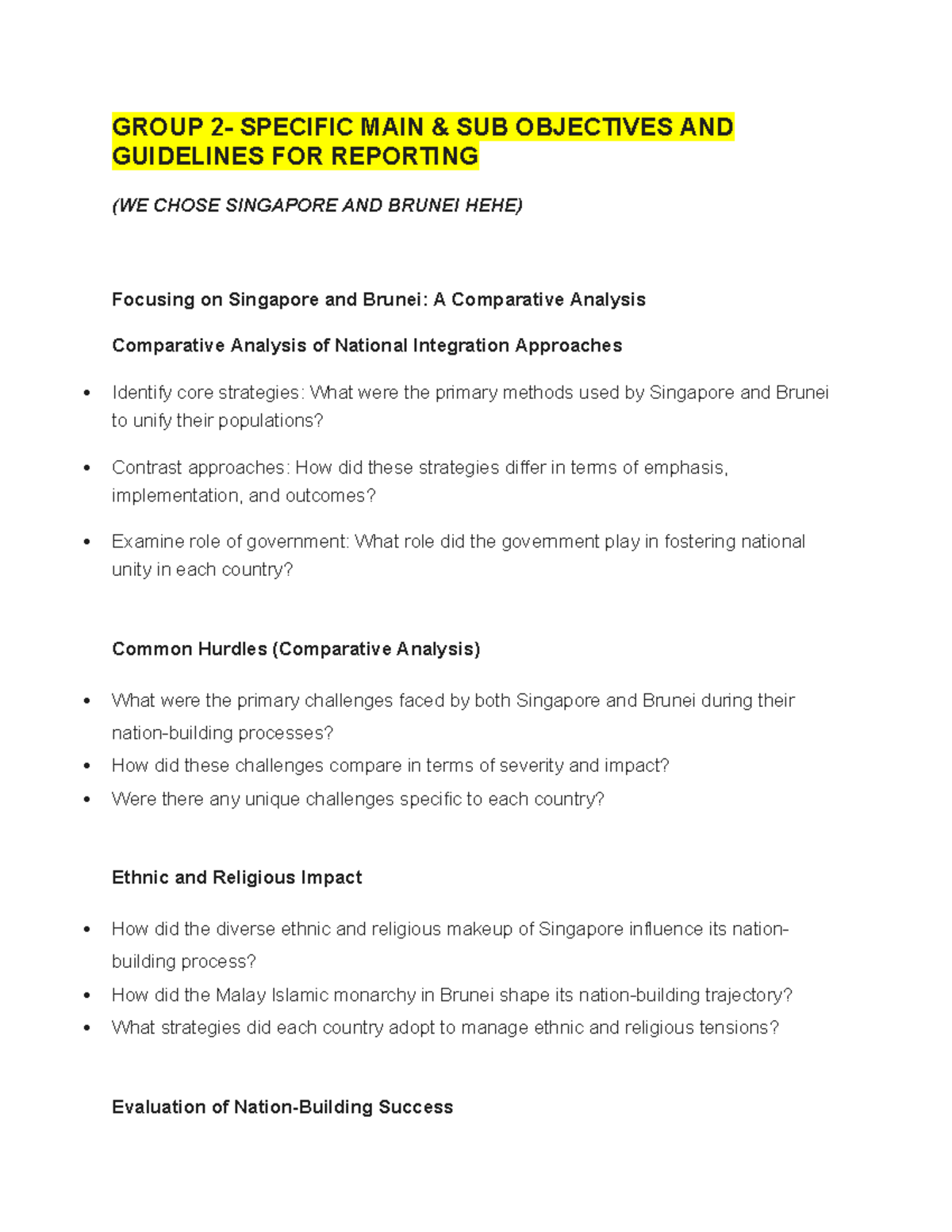 Sea reporting - GROUP 2- SPECIFIC MAIN & SUB OBJECTIVES AND GUIDELINES ...