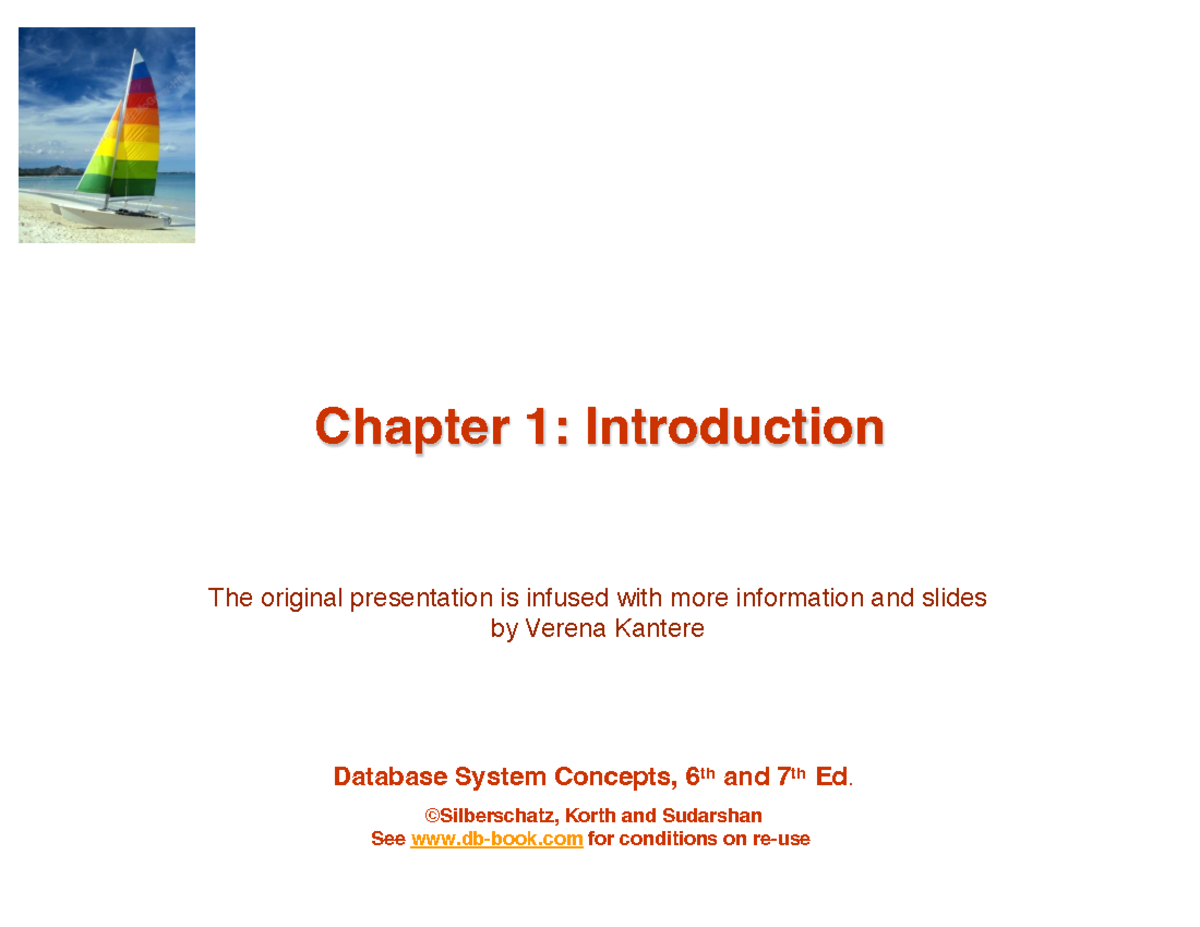 1 introduction myversion - Database System Concepts, 6 th and 7 th Ed ...