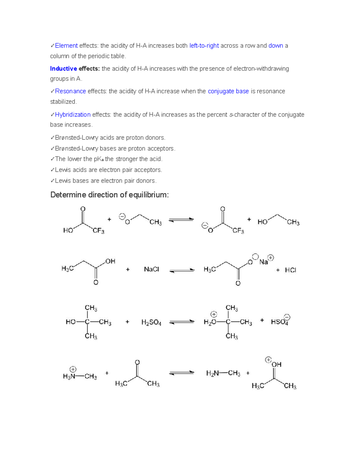 Orgo final notes + practice questions - Element effects: the acidity of ...