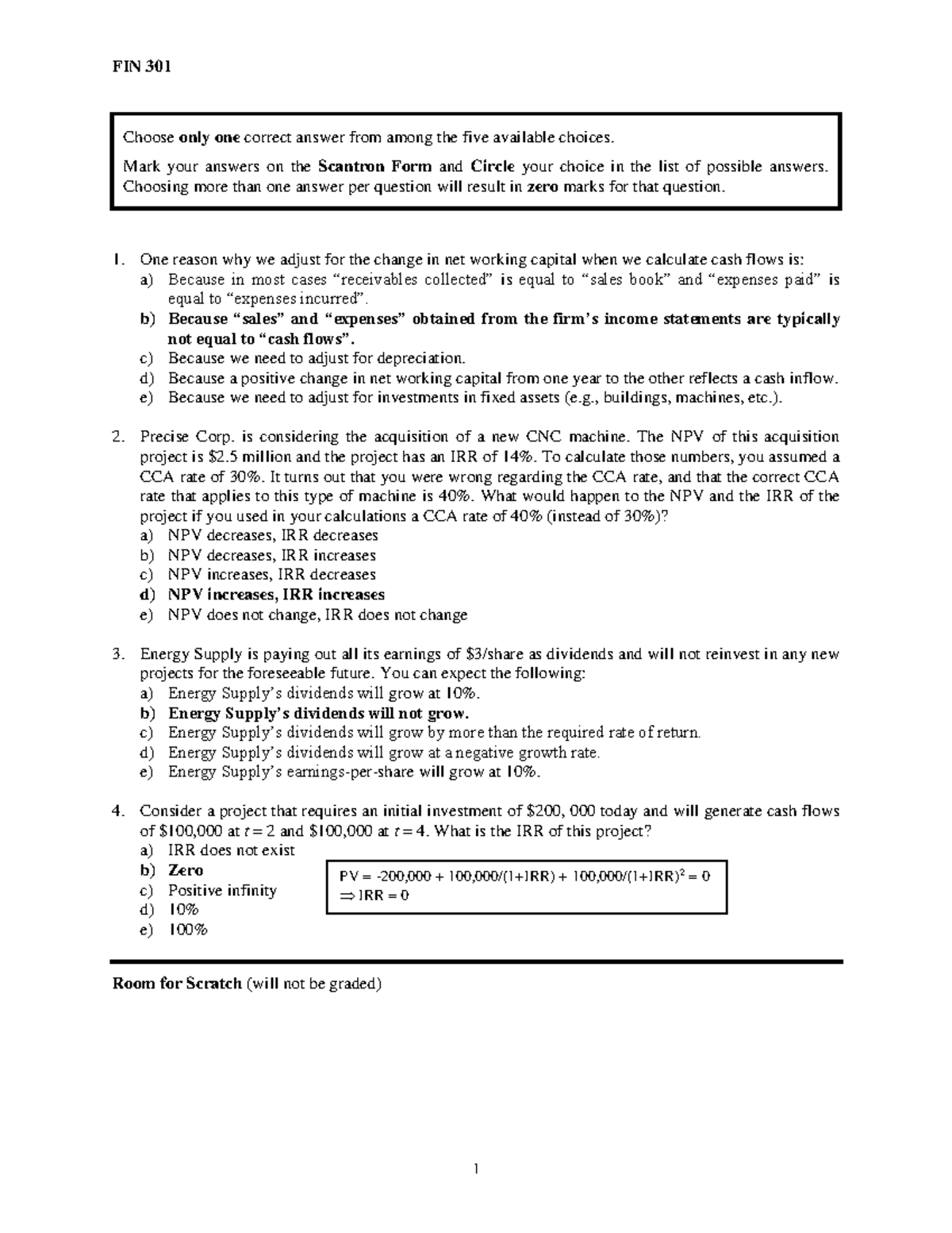 Sample exam, solutions - Choose only one correct answer from among the ...