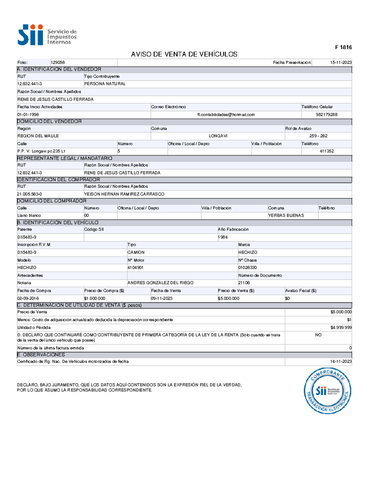 Certificado F30