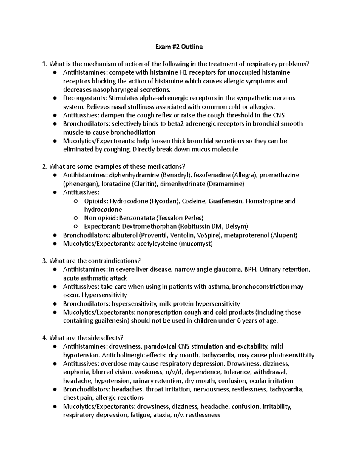 Outline Exam 2 - Prof Williams - Exam #2 Outline What is the mechanism ...