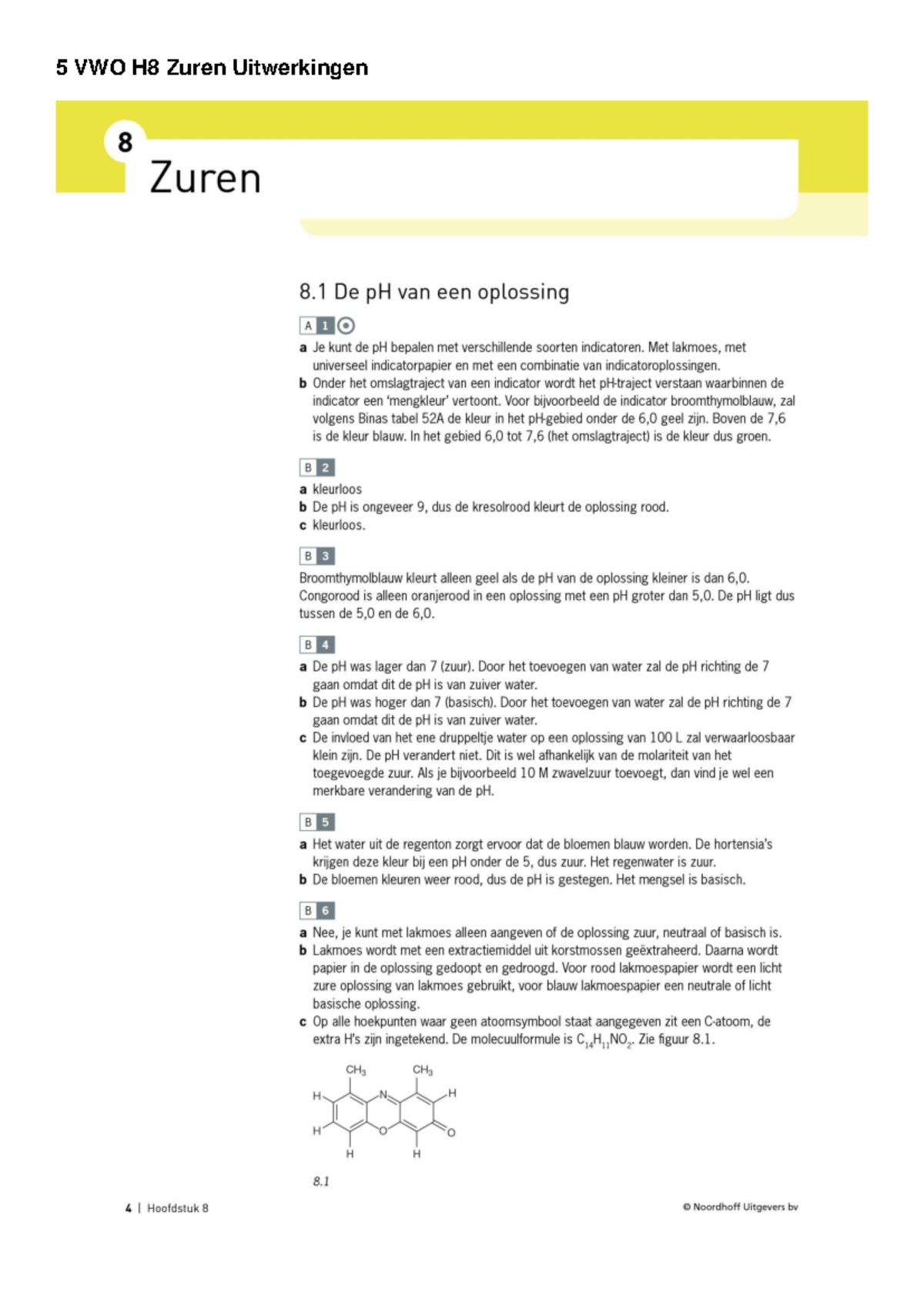 5vwo h8 uitwerkingen - Scheikunde - 5 VWO H 8 Zuren Uitwerkingen - Studeersnel