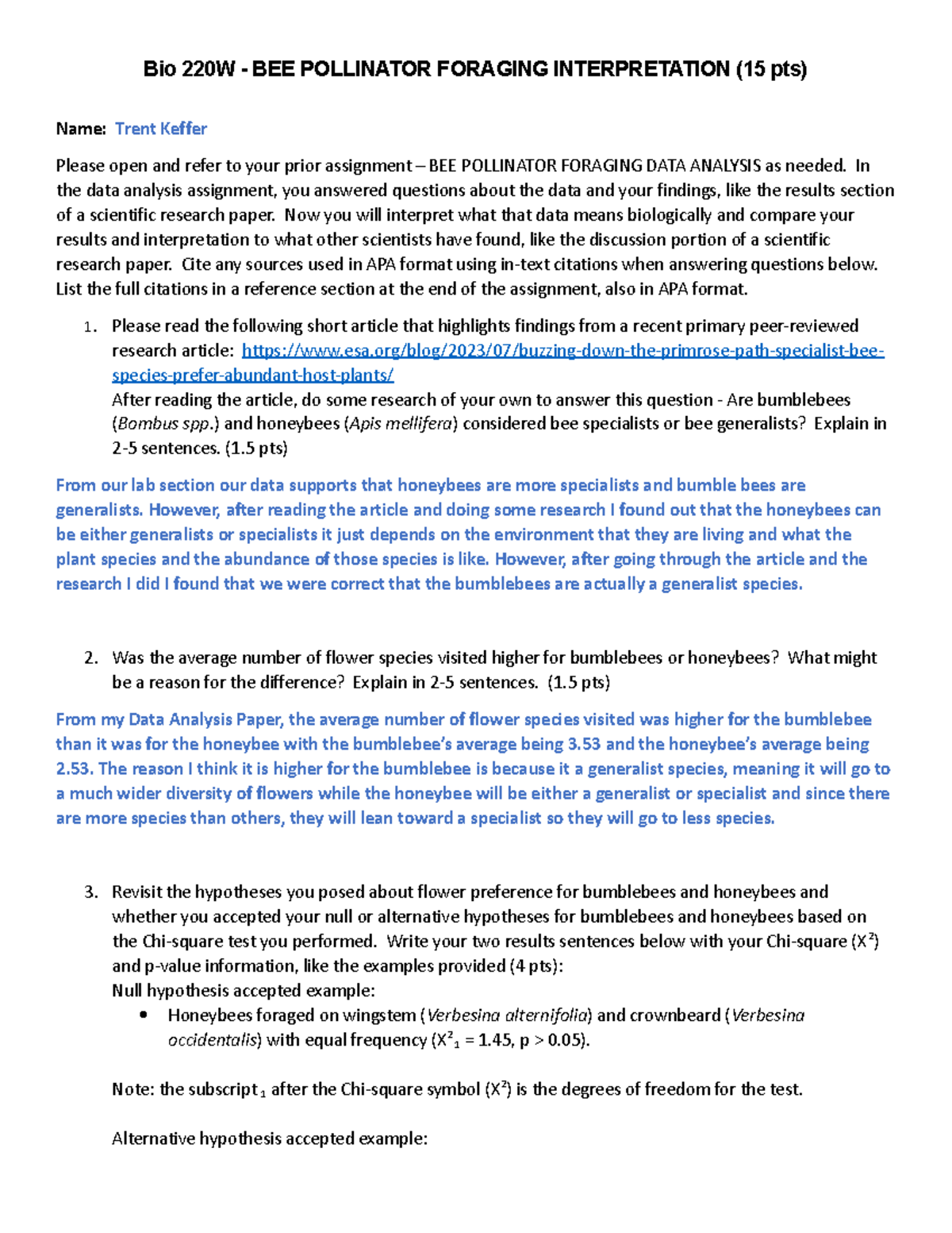 Bee Pollinator Foraging Interpretation assignment Trent Keffer - Bio ...