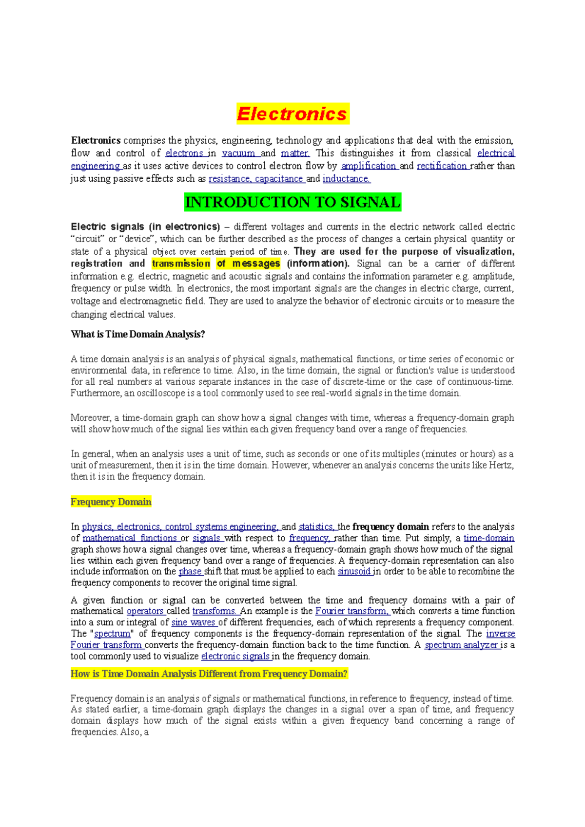 Basic electronics notes - Electronics II - Studocu