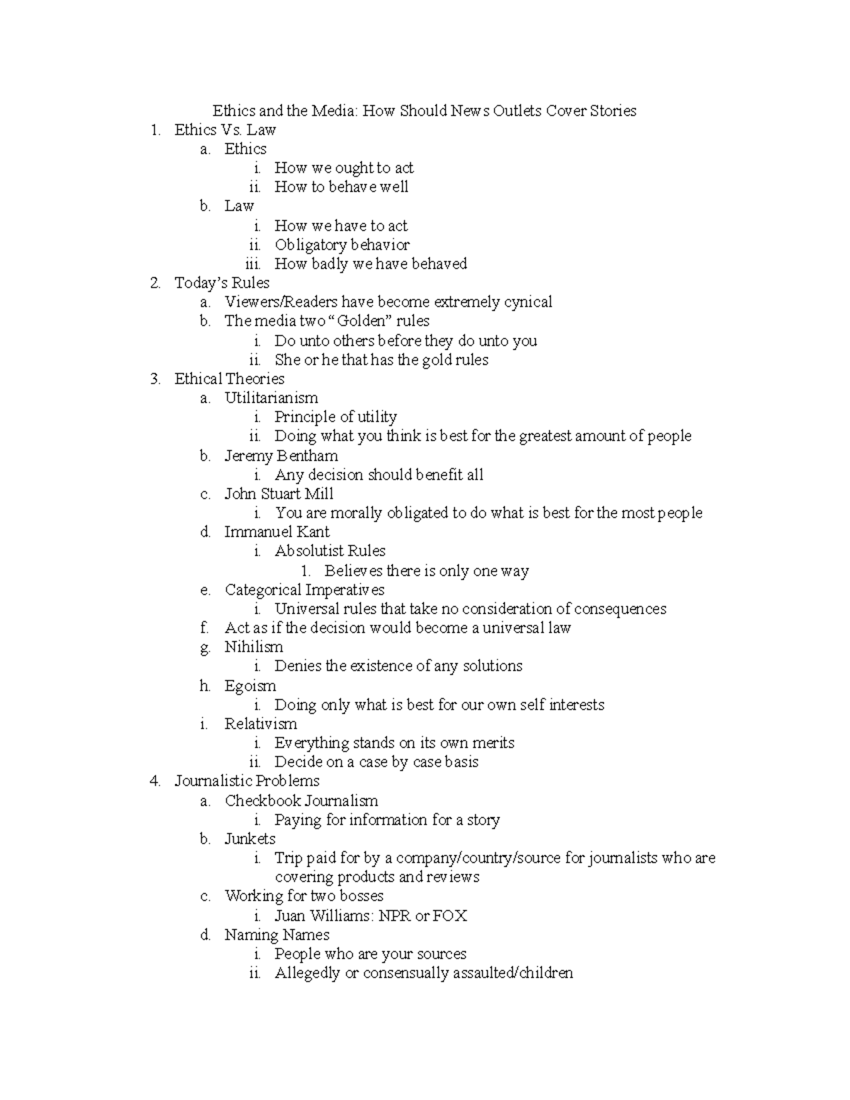 Ethics and the Media - lecture - Ethics and the Media: How Should News ...