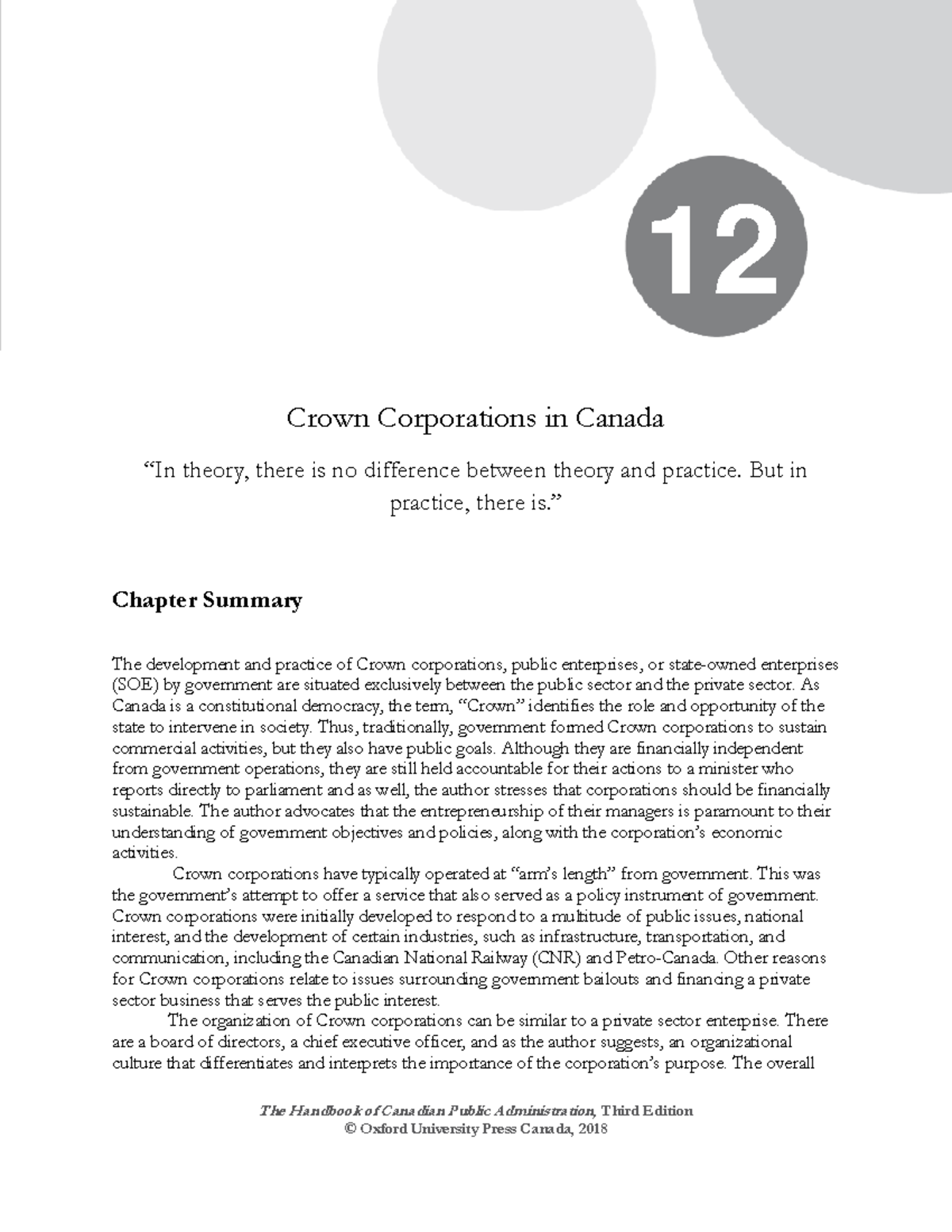 Chapter 12 SSG - The Handbook of Canadian Public Administration, Third ...