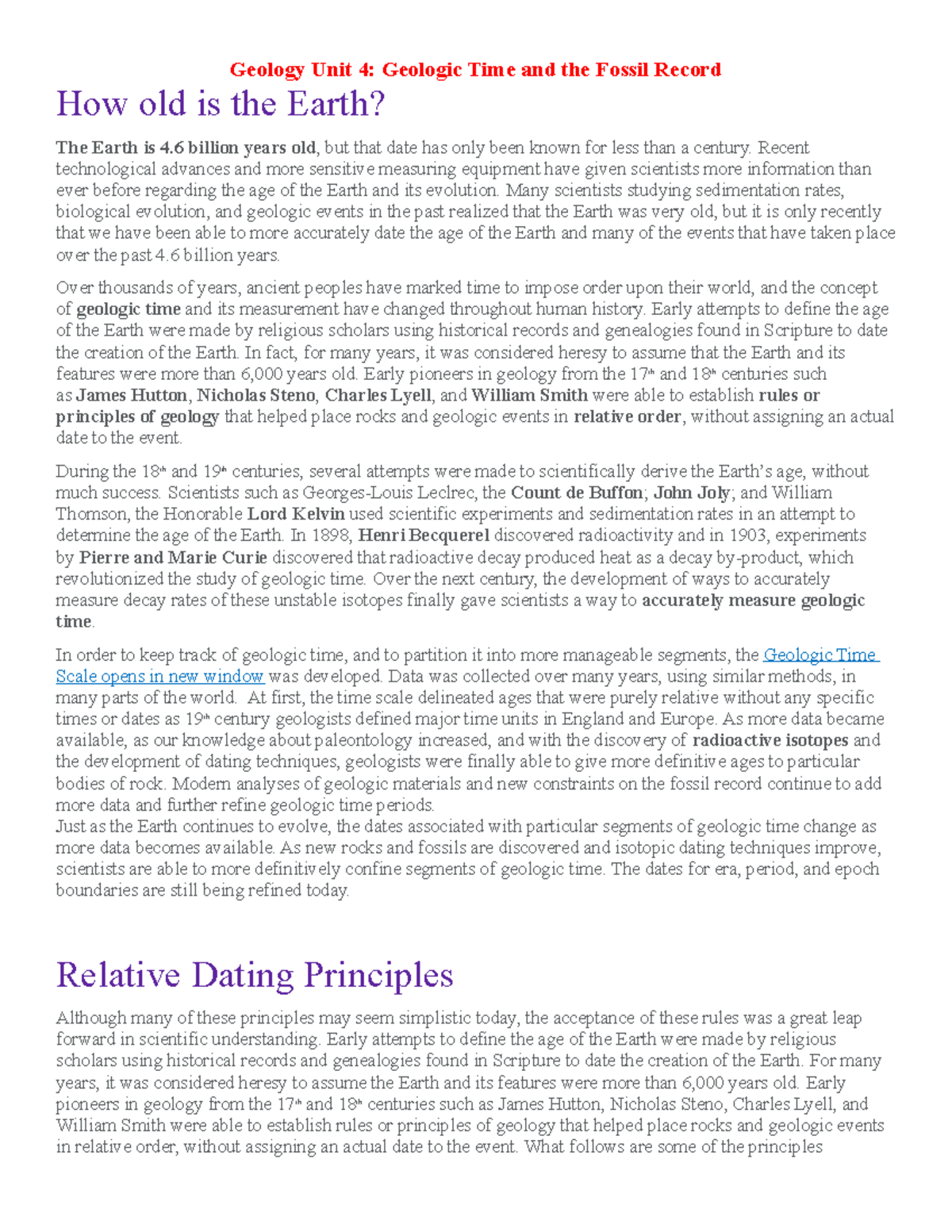 GEOL 4406 (Unit 4) Geologic Time, the Fossil Record and Oceanography ...