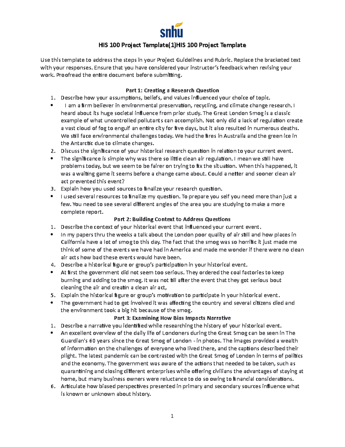 HIS 100 Project final - HIS 100 Project Template(1)HIS 100 Project ...