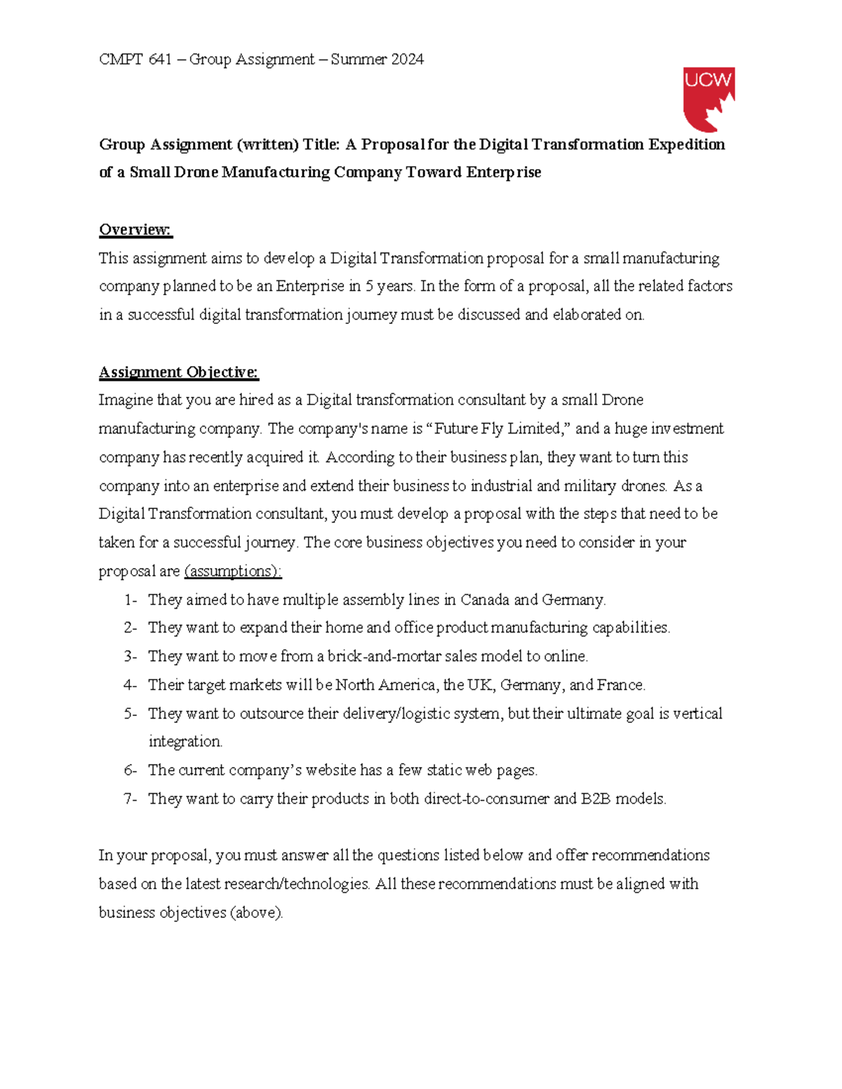 CMPT 641 - Group Assignment – Summer 2024 - Group Assignment (written ...