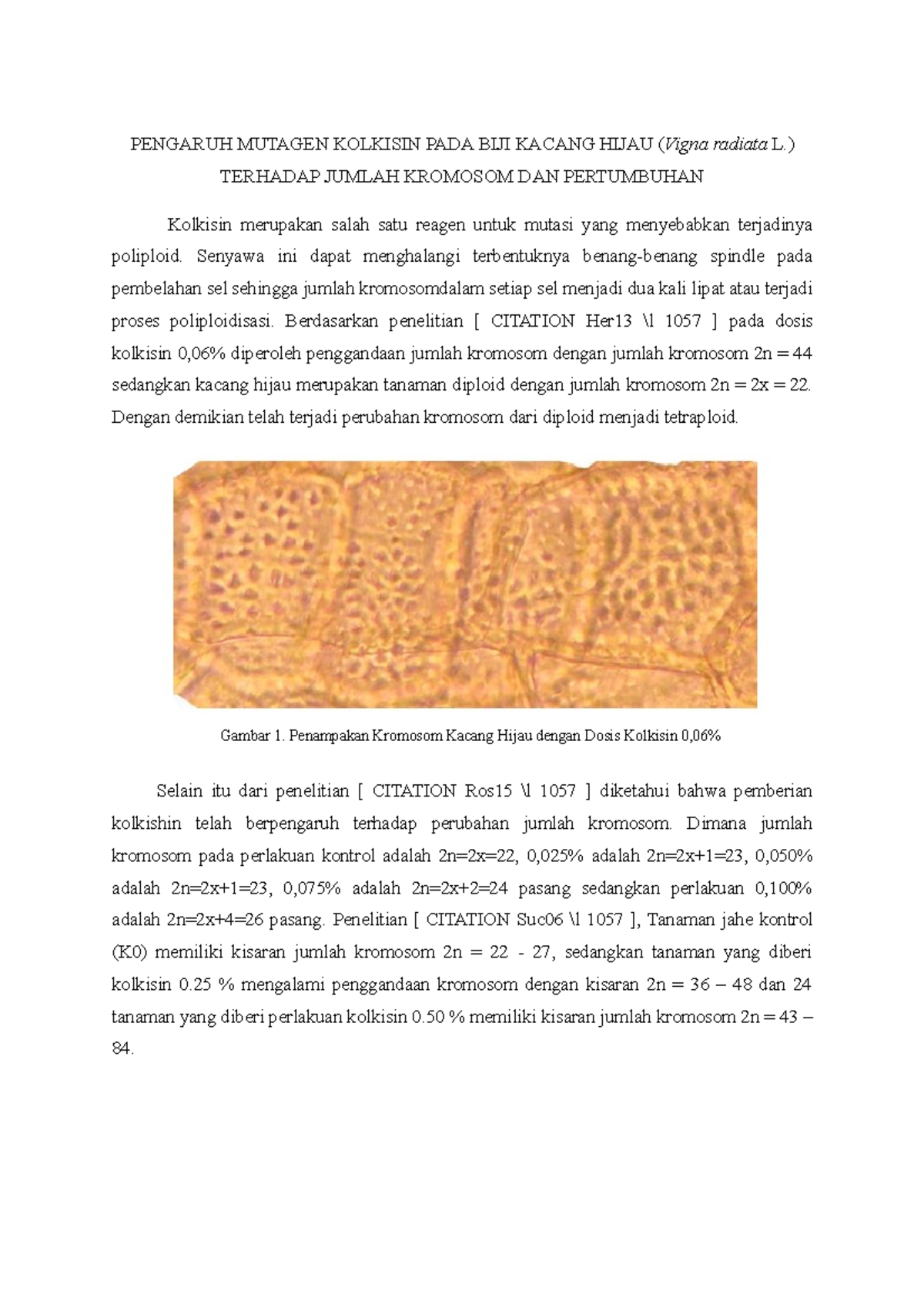 Pengaruh Mutagen Kolkisin Terhadap Jumlah Kromosom Tumbuhan - PENGARUH ...