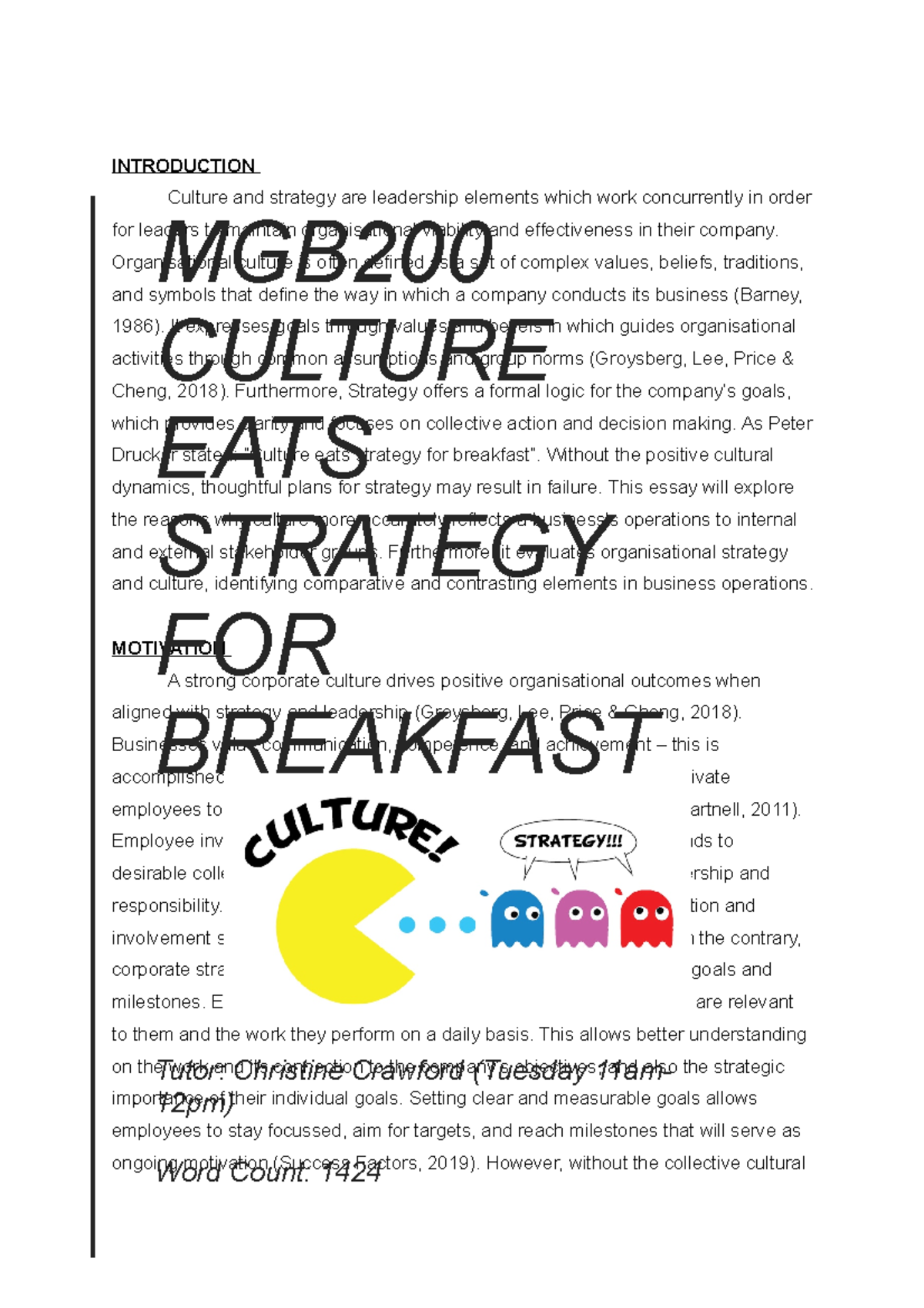 MGB200-Cultural Eats Strategy for Breakfast - INTRODUCTION Culture and ...