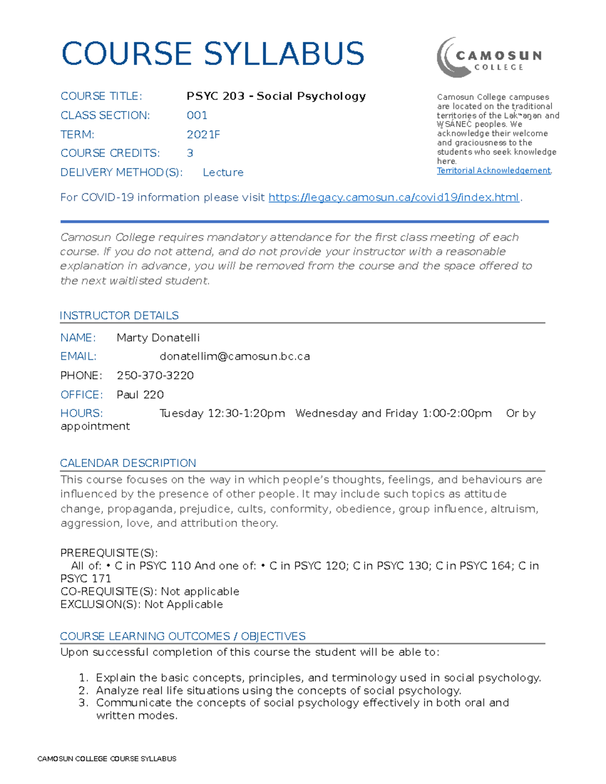 PSYC-203 2021 offical - Outline - PSYC 203 - Studocu