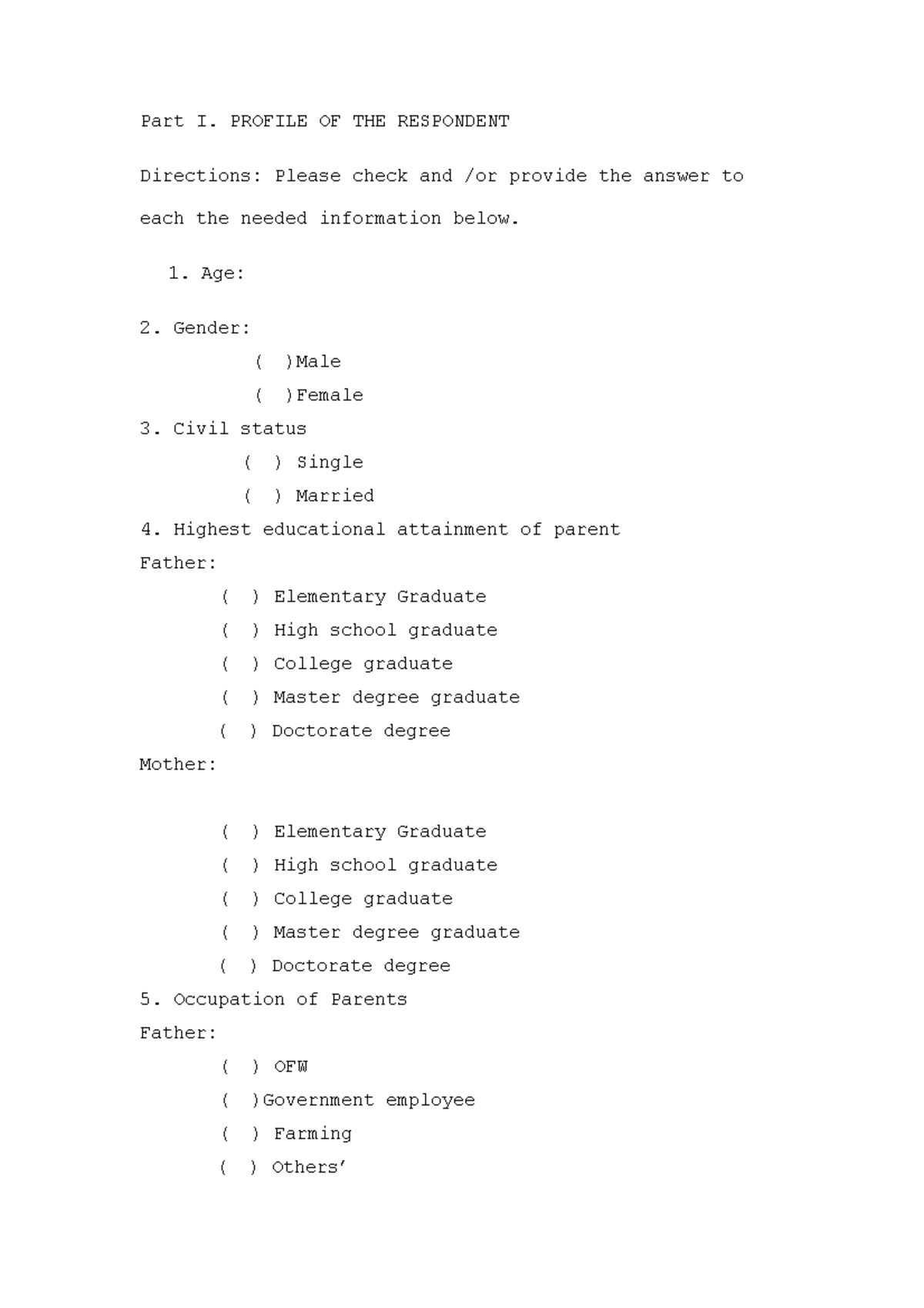 Factors Affecting THE FACE TO FACE Classes ( Questionnaire) - Part I ...
