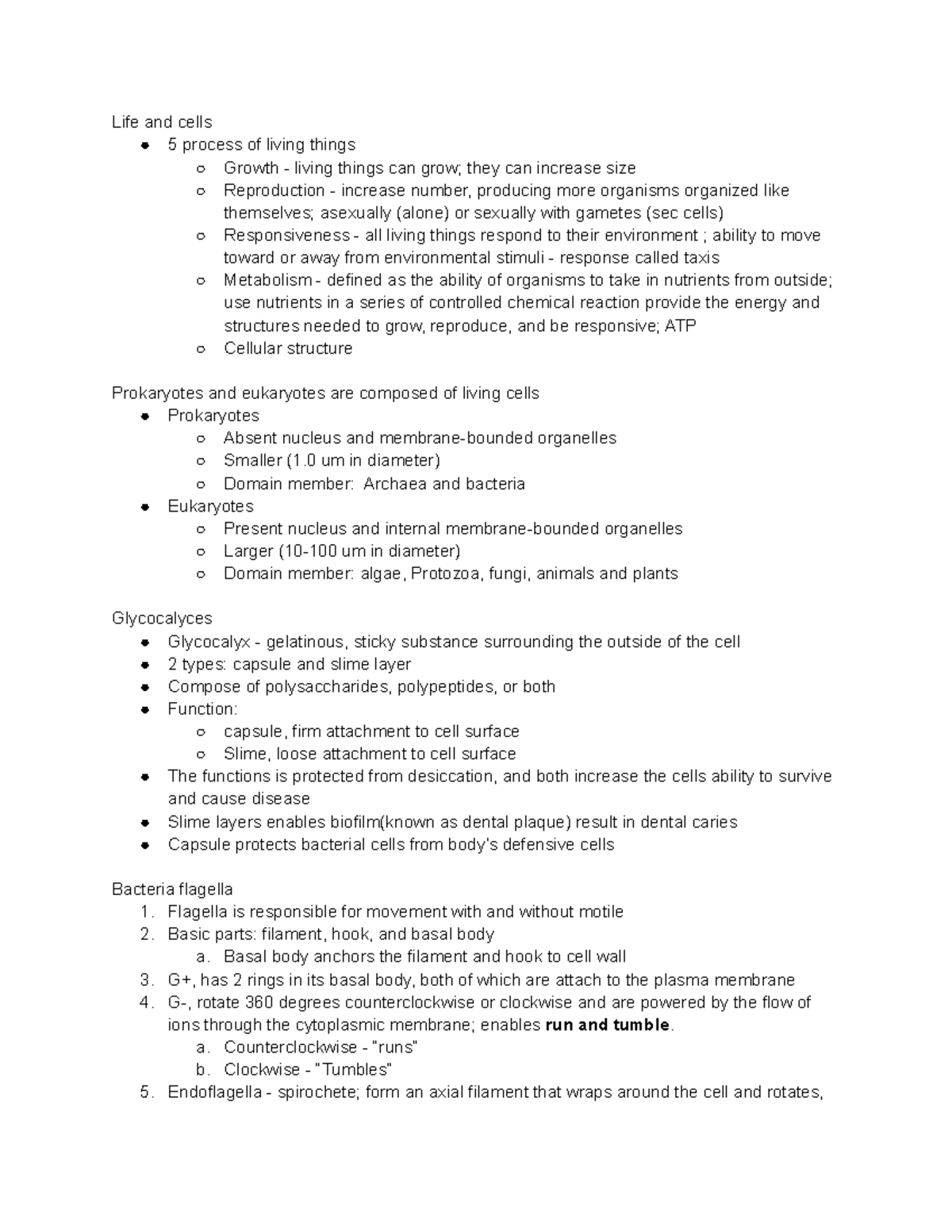 Chapter 3 - Notes - Life and cells 5 process of living things Growth ...