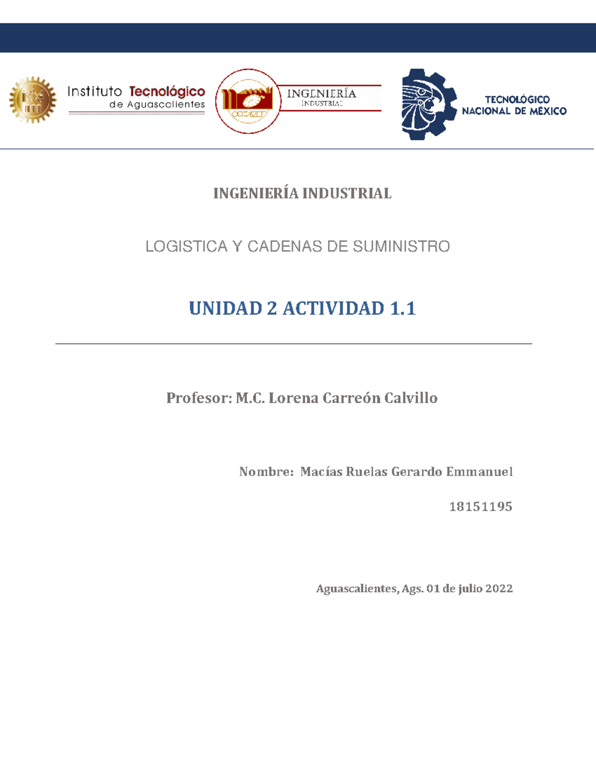 Actividad 1 - gfddf - INGENIERÕA INDUSTRIAL LOGISTICA Y CADENAS DE ...