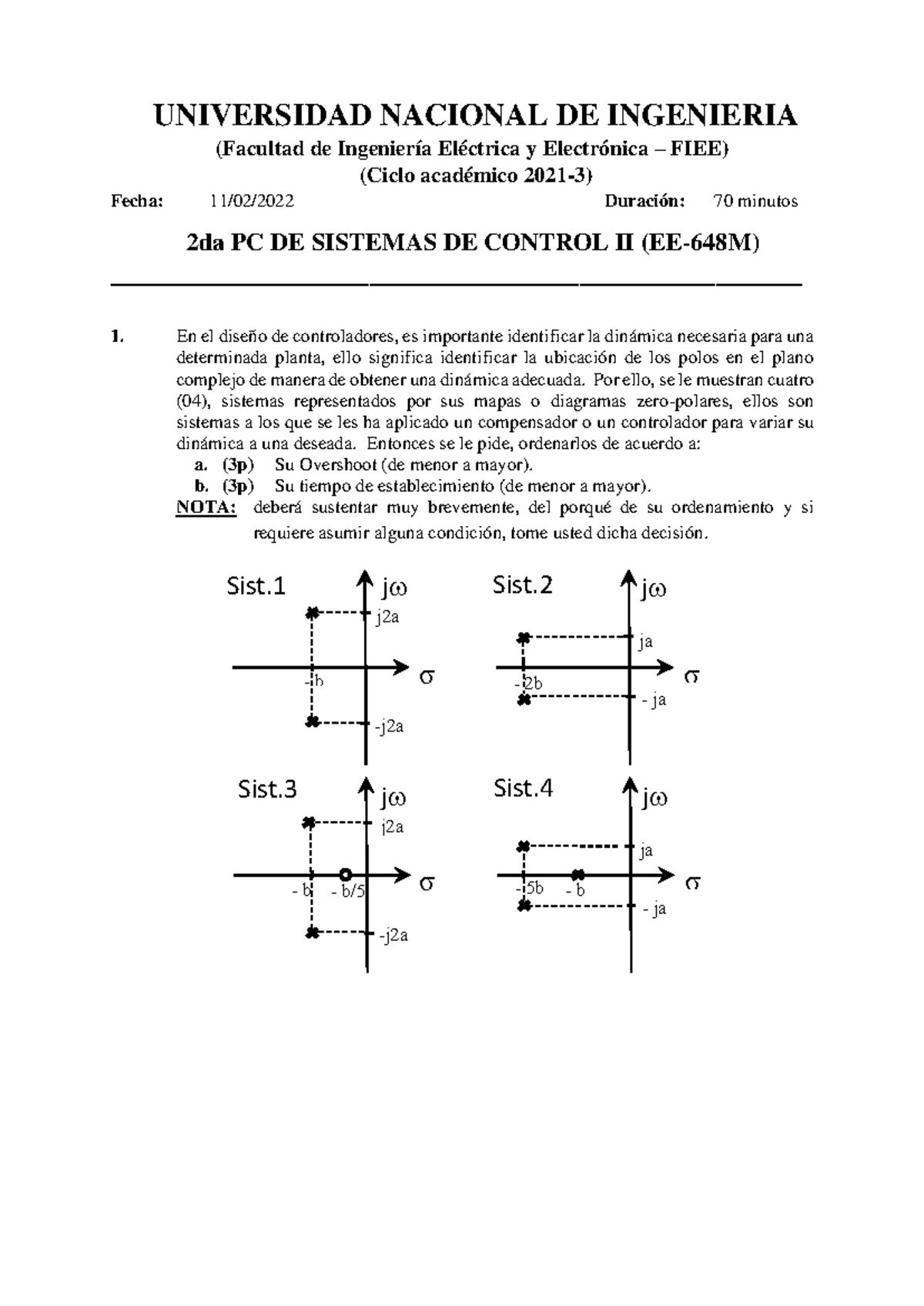 PC2 EE648M 2021 3 - UNIVERSIDAD NACIONAL DE INGENIERIA (Facultad de Ingeniería Eléctrica y - Studocu