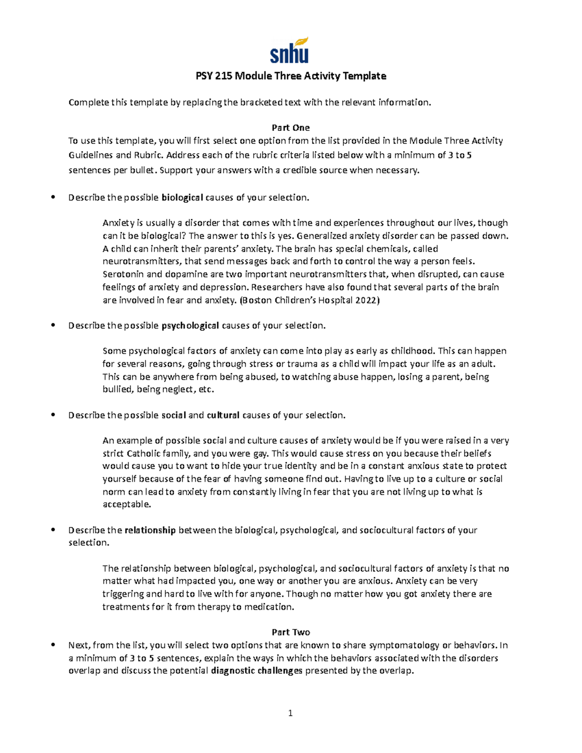 3-2 abnormal psych - 3-2 - PSY 215 Module Three Activity Template ...